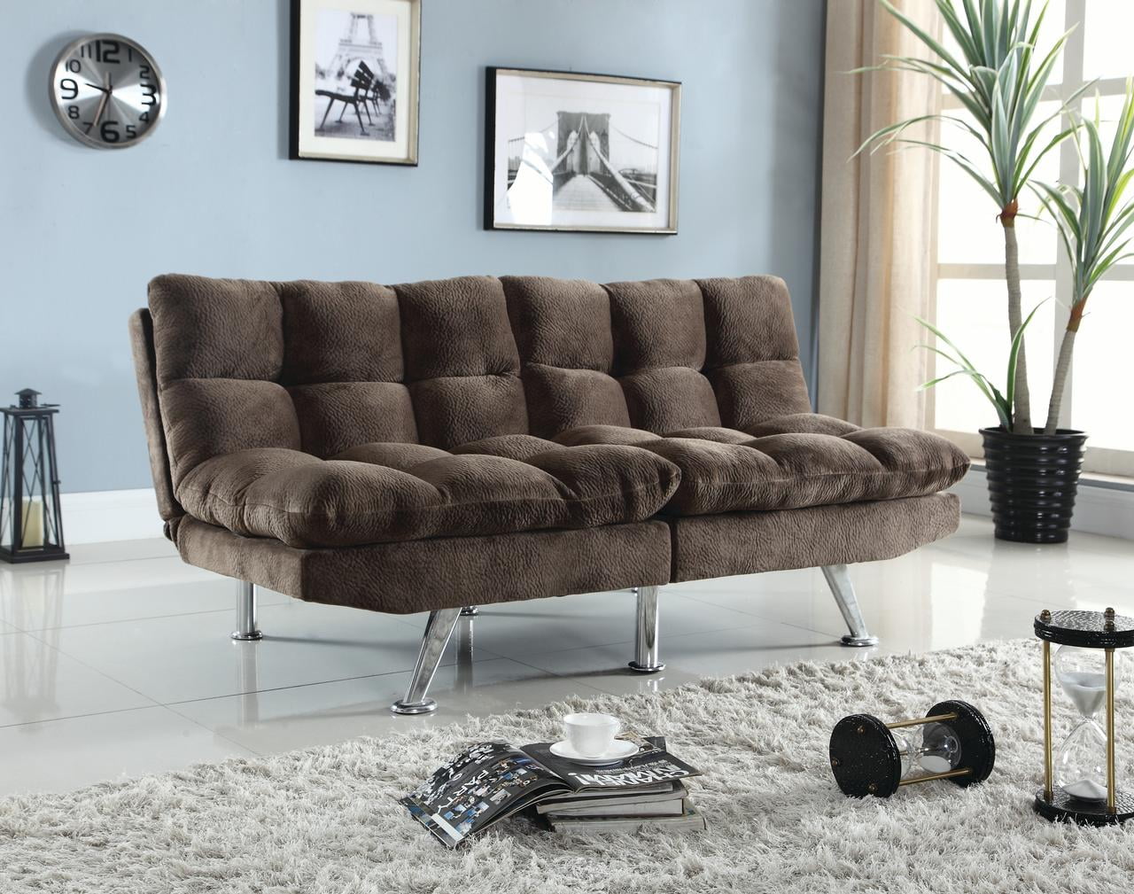 Coaster Fabric Sofa Bed With Brown Finish 505127 - Walmart.com