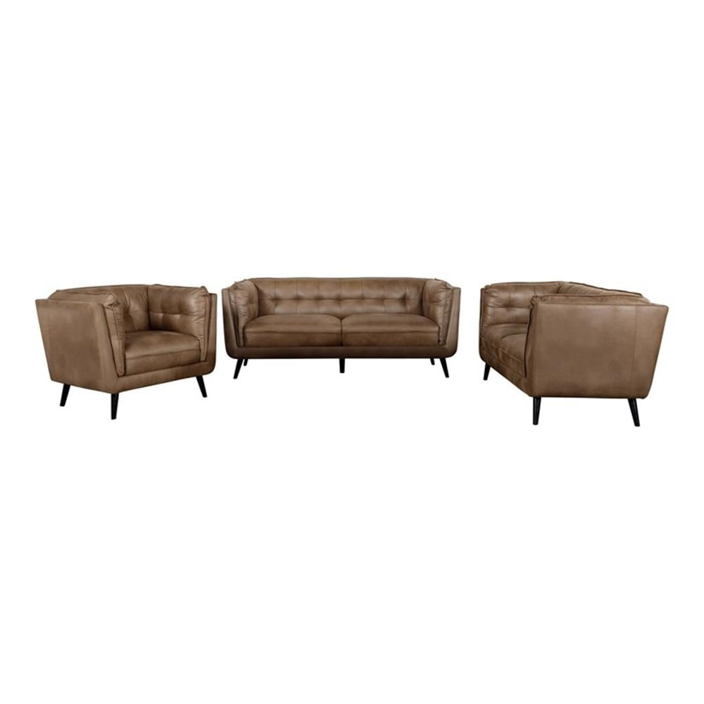 Coaster Thatcher 3-piece Faux Leather Upholstered Tufted Living Room ...