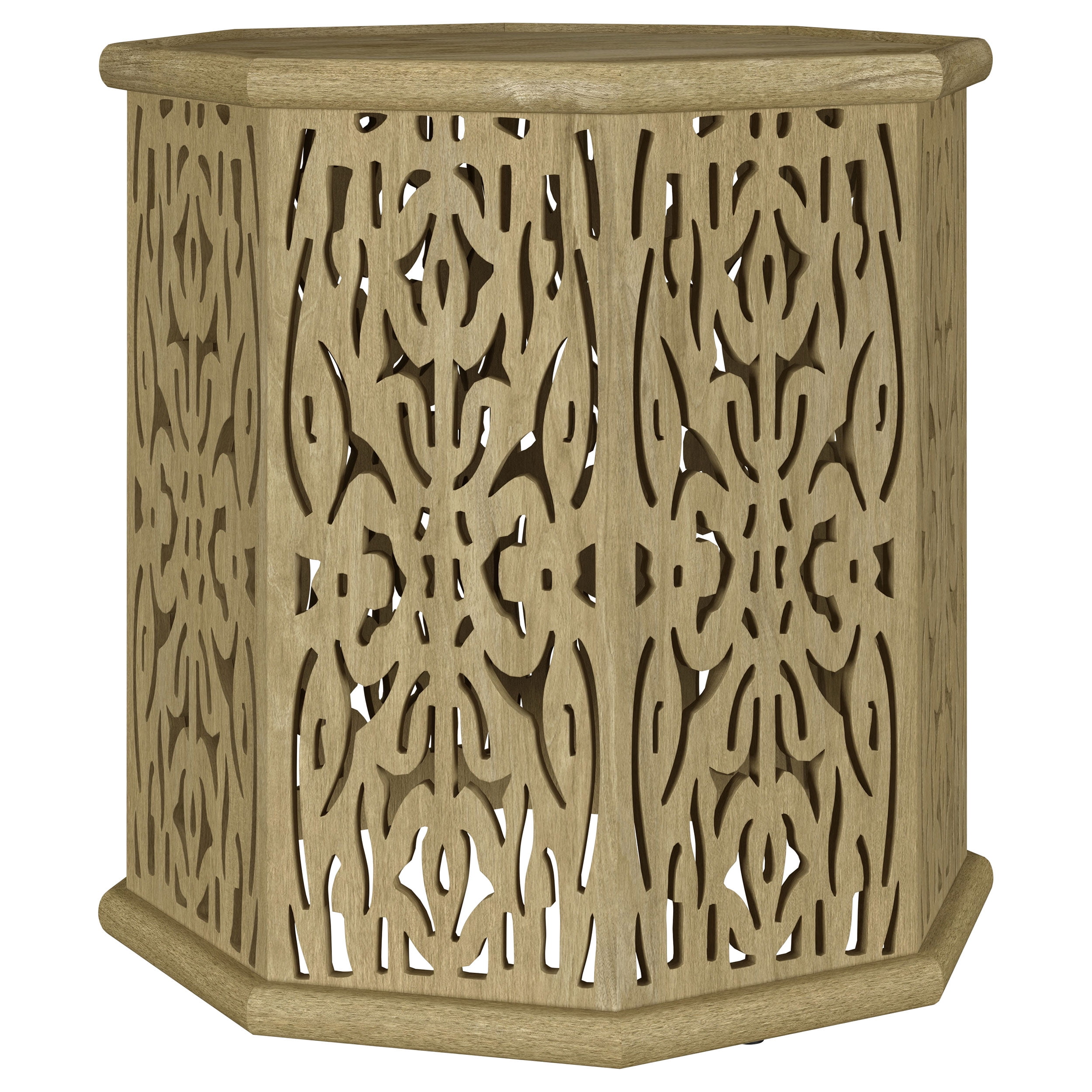 Torres Octagonal Solid Mango Wood Side Table Natural Brown - Walmart.com
