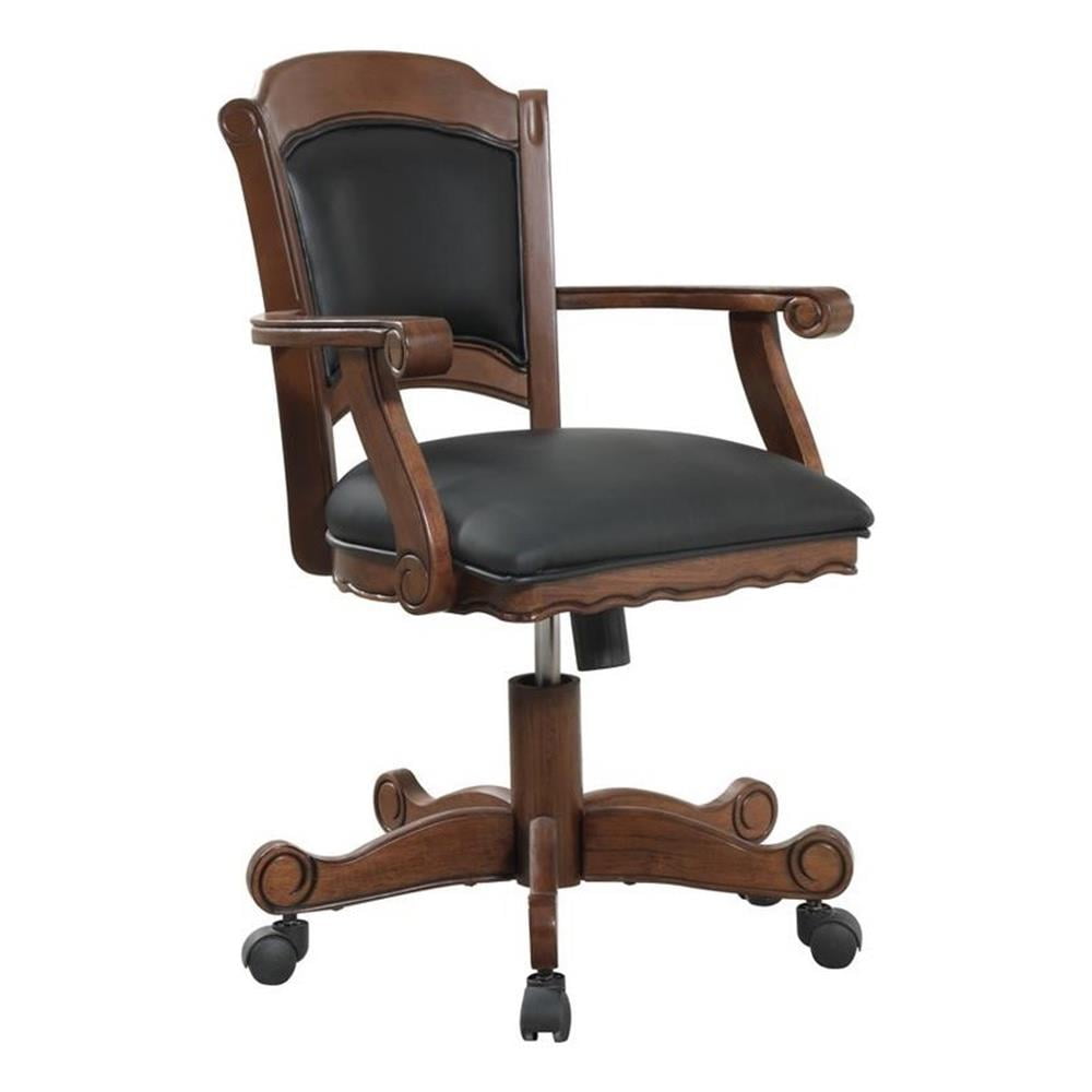 Coaster Turk Wood Game Chair with Casters in Black and Tobacco ...