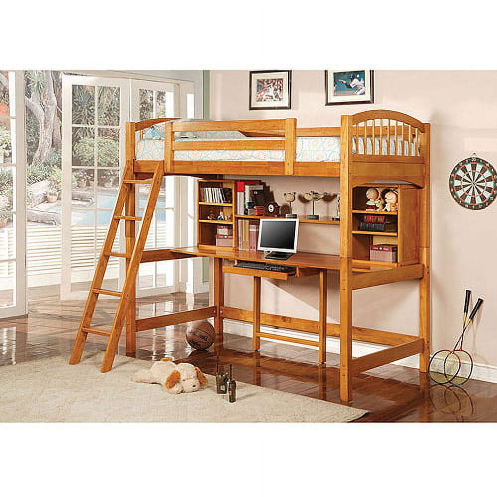 Coaster Twin-Over-Workstation Bed, Honey Pine - Walmart.com