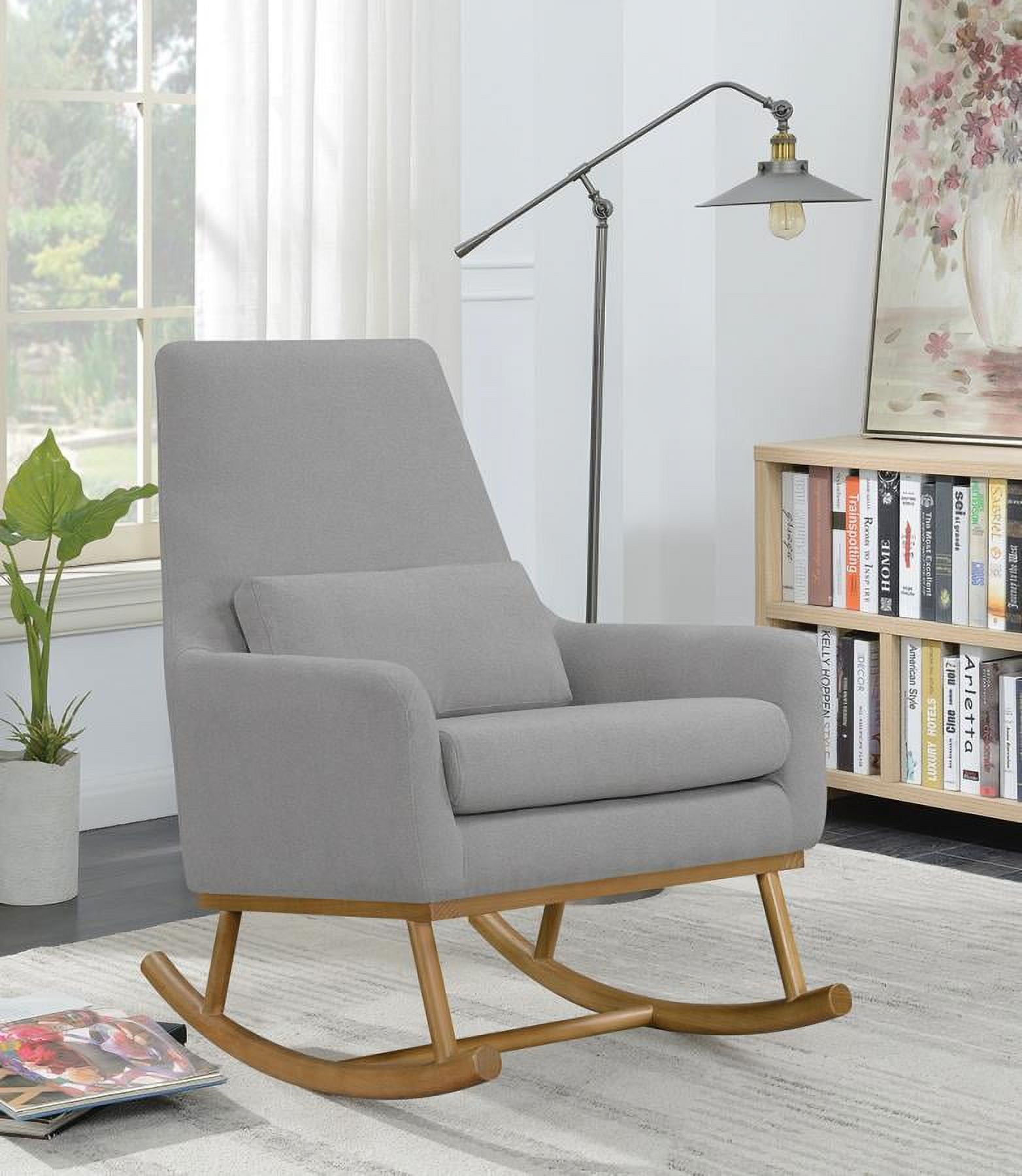 Coaster Upholstered Rocking Chair Grey and Golden Brown-Color:Grey ...