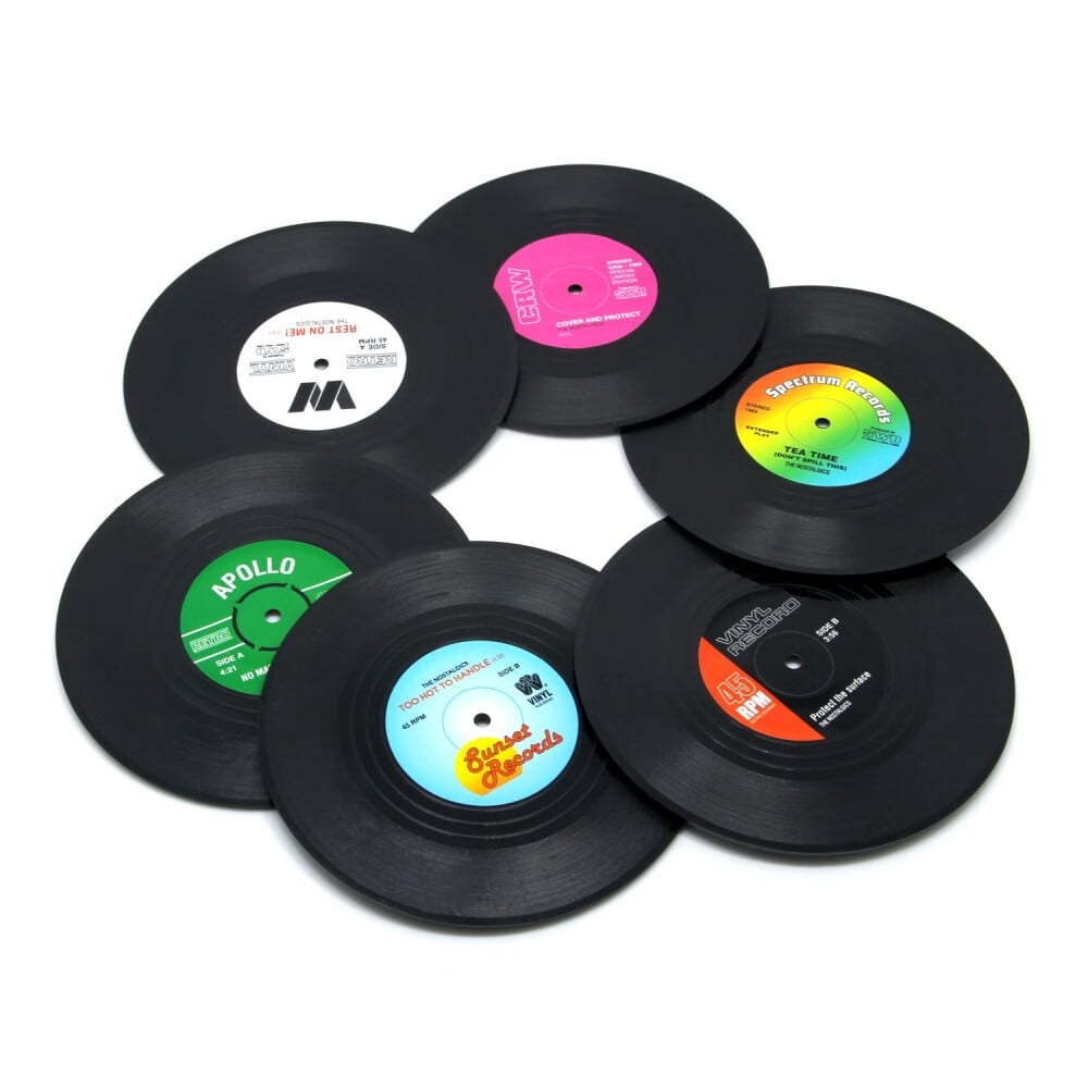 Coaster Vinyl Record Disk Coasters for Drinks - Tabletop Protection ...