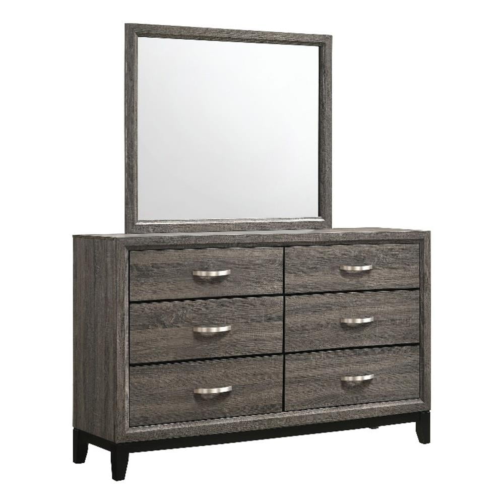 Coaster Watson 6-drawer Wood Dresser with Mirror Gray Oak and Black ...