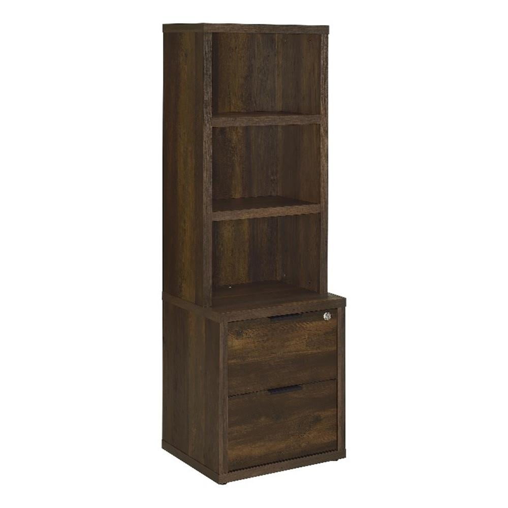 Coaster Westpark 3-Shelf Wood Bookcase with Lockable Drawer in Dark ...
