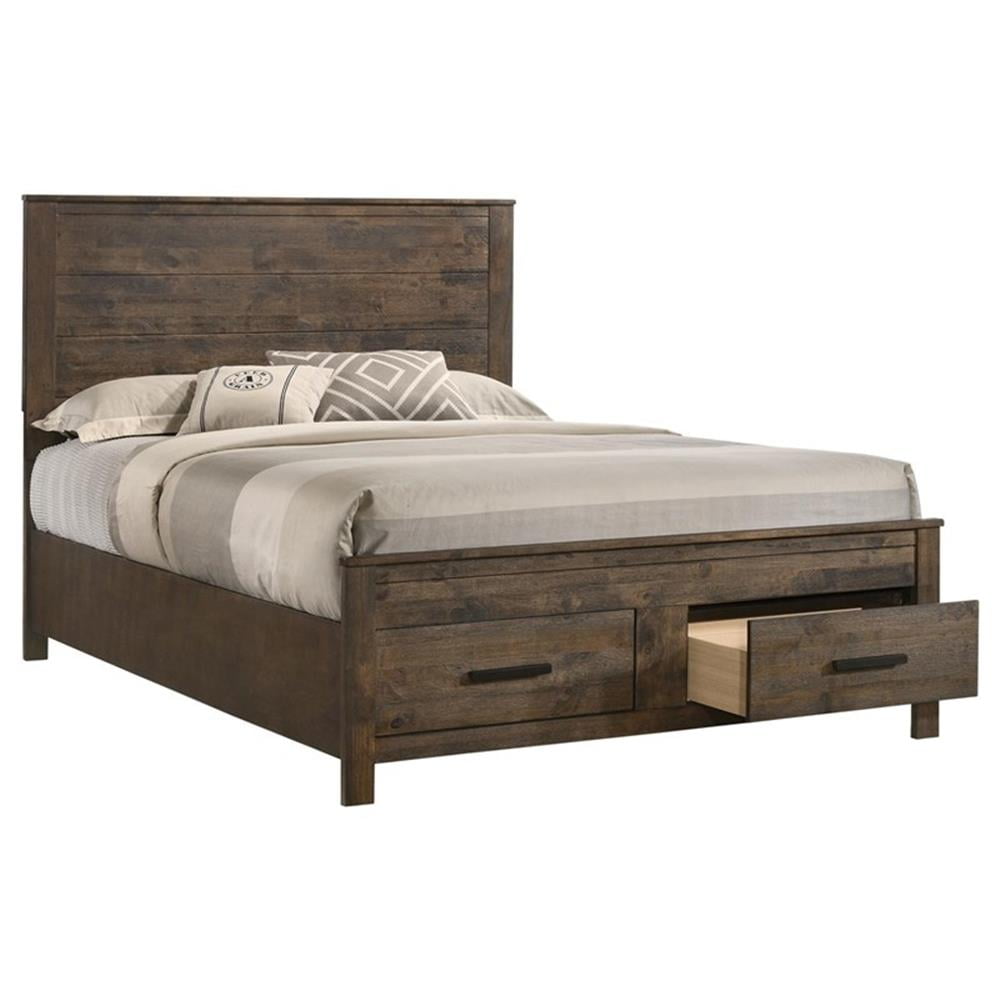 Woodmont Wood Queen Storage Panel Bed Rustic Golden Brown - Walmart.com