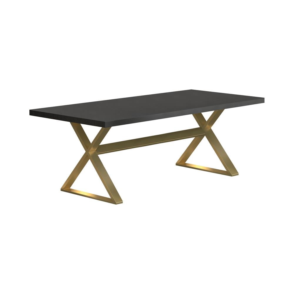 Conway X-Trestle Base Dining Table Dark Walnut and Aged Gold - Walmart.com
