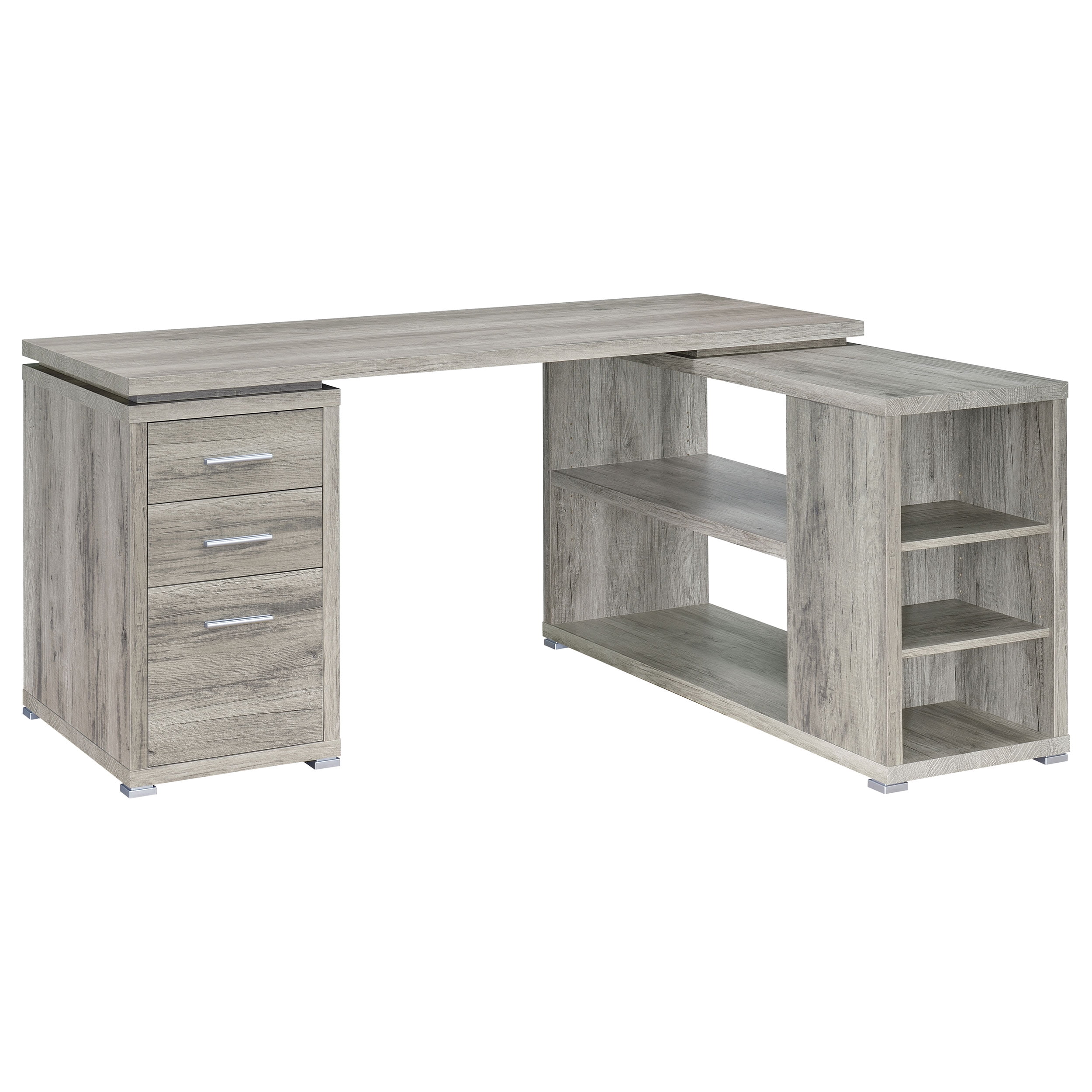 Coaster Yvette Modern L-Shaped Office Storage Desk, Gray Wood Finish ...