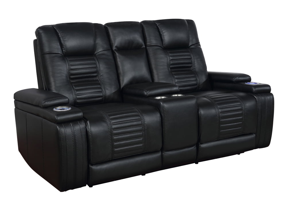 Coaster Zane Faux Leather Upholstered Dual Power Loveseat in Black ...