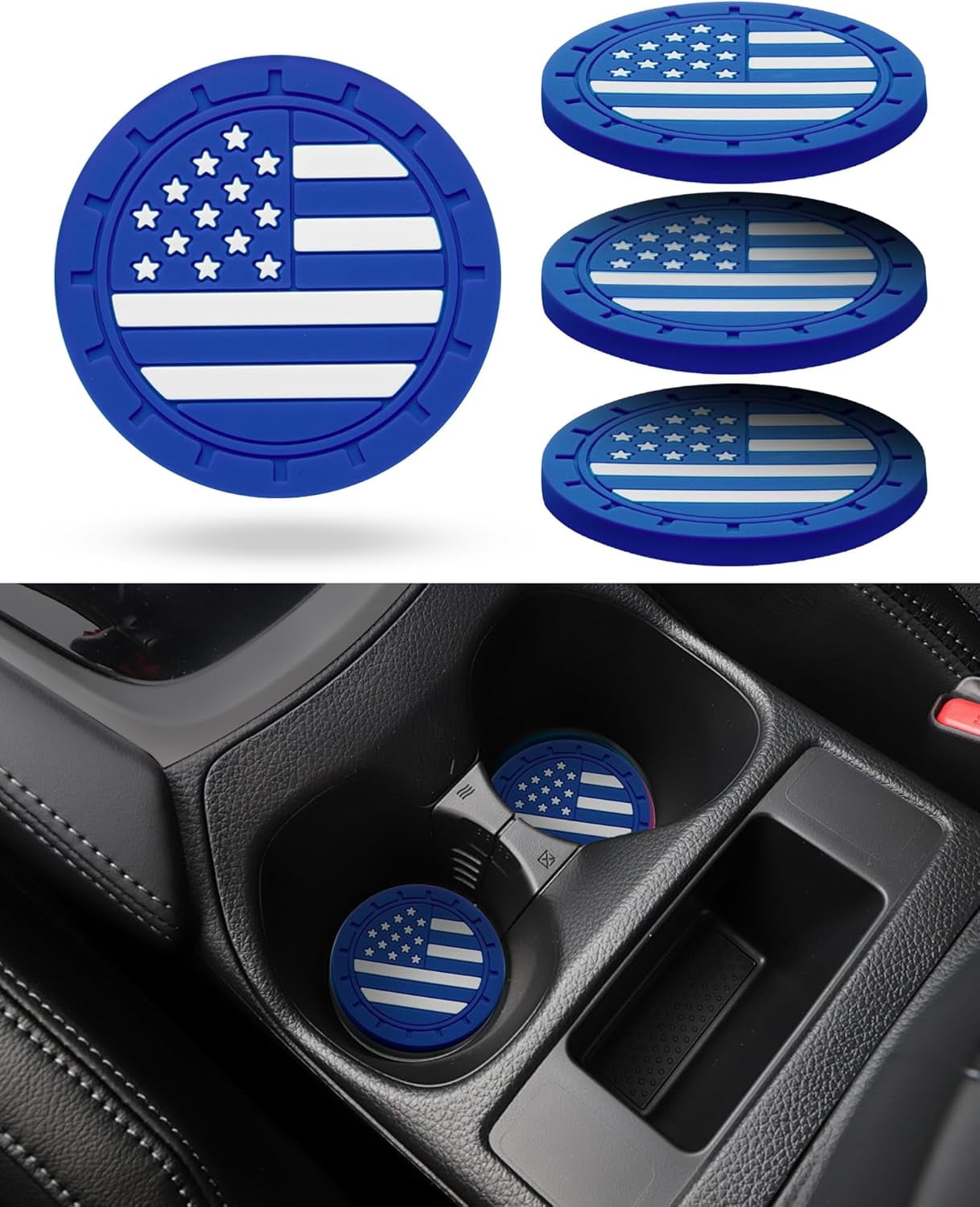 Coaster for Car Cup Holder - 4 Pack Silicone Auto Car Drink Coasters ...