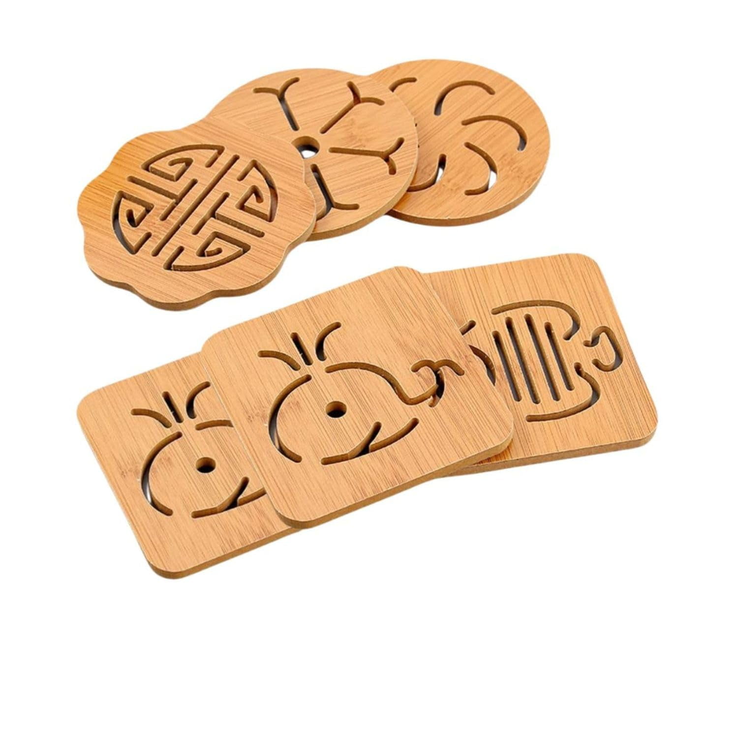 Coasters for Dining Table - 6 Pcs Hot Pots Drink Wooden Coasters for ...
