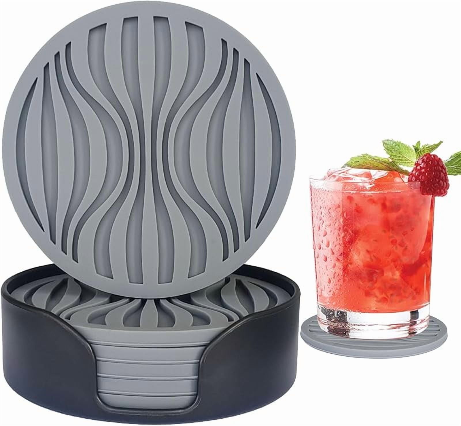 Coasters for Drinks 6 Pack Drink Coasters with Holder,Heat Resistant ...