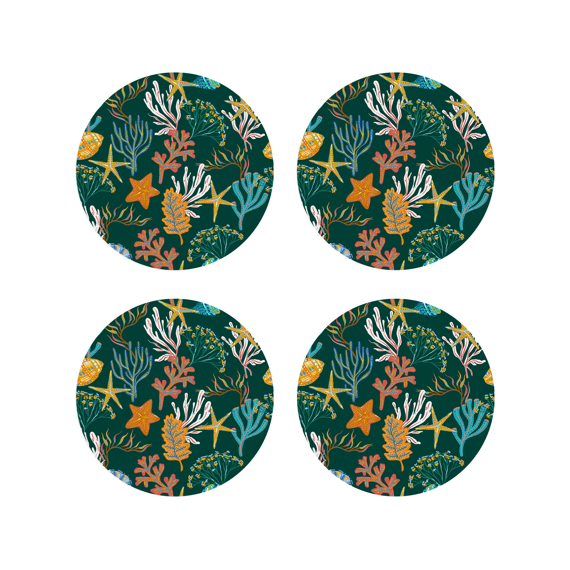 Coasters for Drinks Beautiful Seashells Corals And Starfishes Marine ...