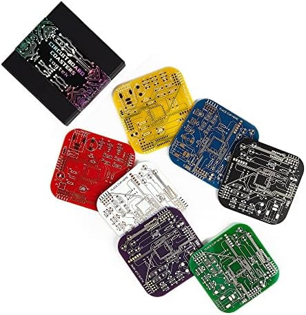 Coasters for Drinks Circuit Board Coasters 7 Colors PCB Mat Decor White ...