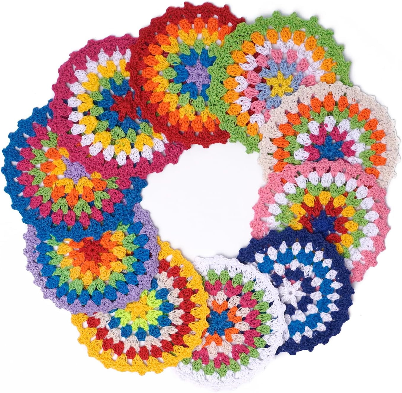 Coasters for Drinks Cup Coaster Colorful Crocheted Design Coasters ...