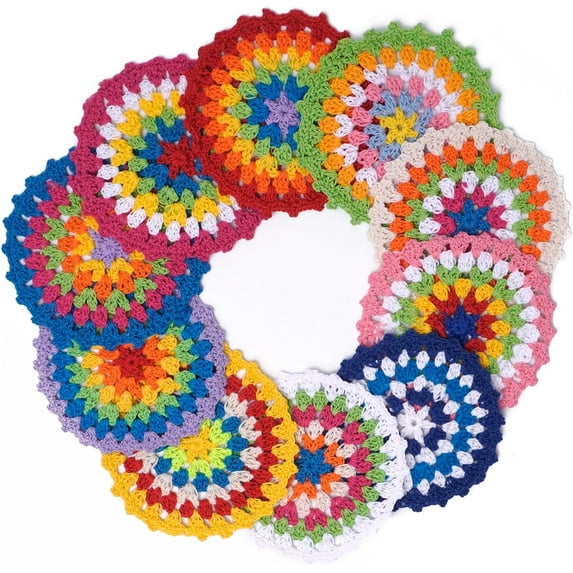 Coasters for Drinks Cup Coaster Colorful Crocheted Design Coasters ...