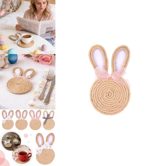 Coasters for Drinks Easter Bunny Heat Resistant Woven Spring Coasters ...