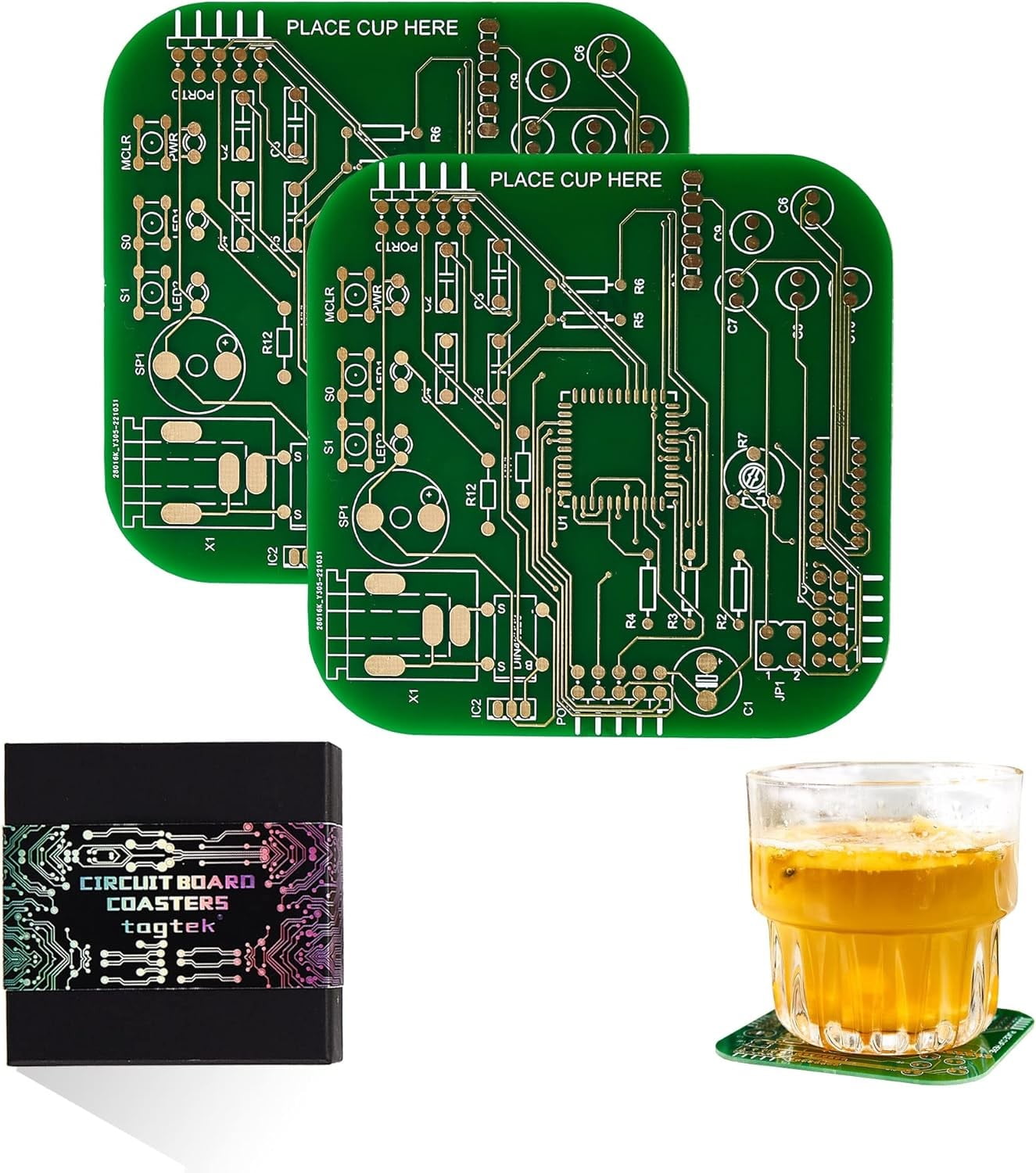 Coasters for Drinks in PCB-Design Green Coasters Decor with Immersion ...