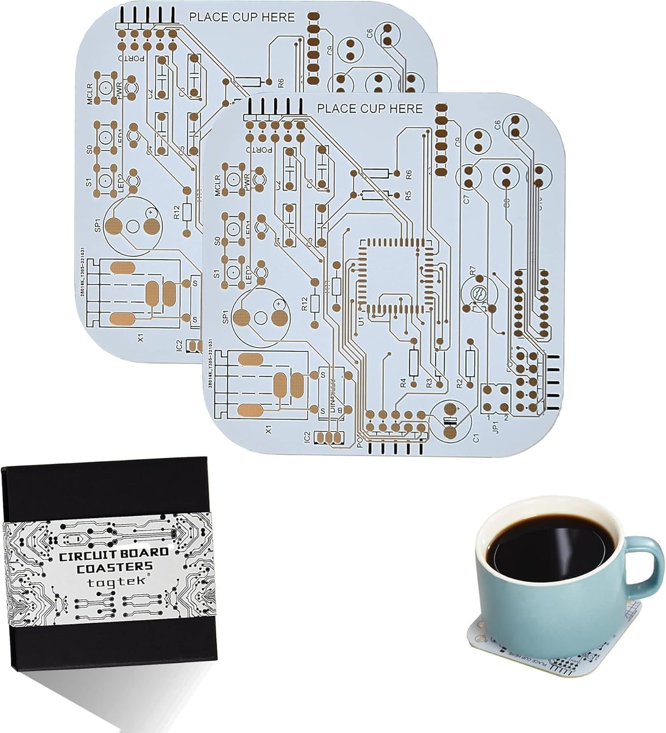 Coasters for Drinks in PCB-Design White Coasters Decor with Immersion ...