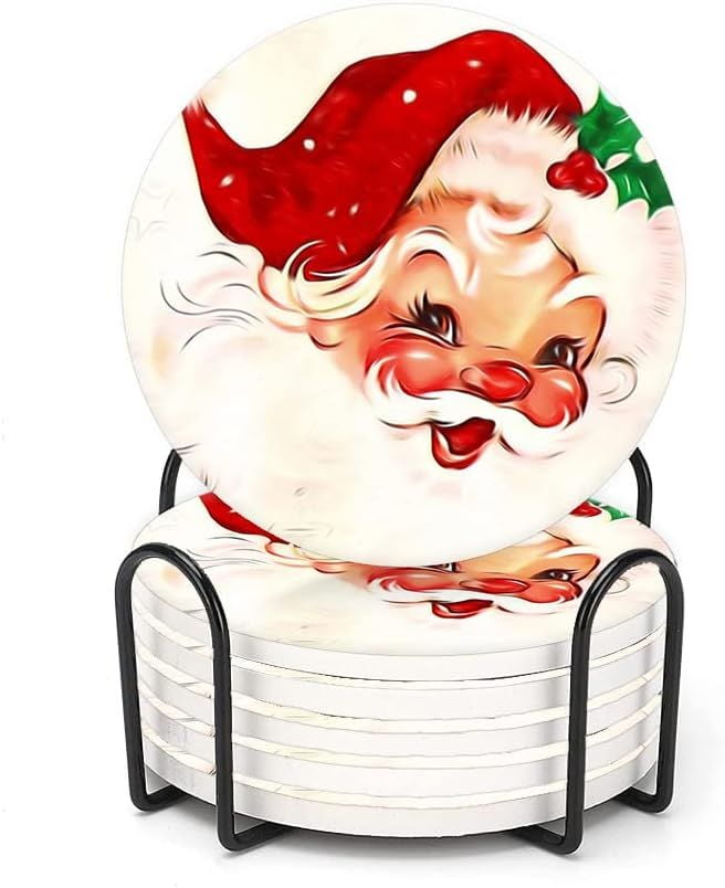 "Coasters for Drinks, Round Absorbent Ceramic Stone Coaster Sets of 6 ...