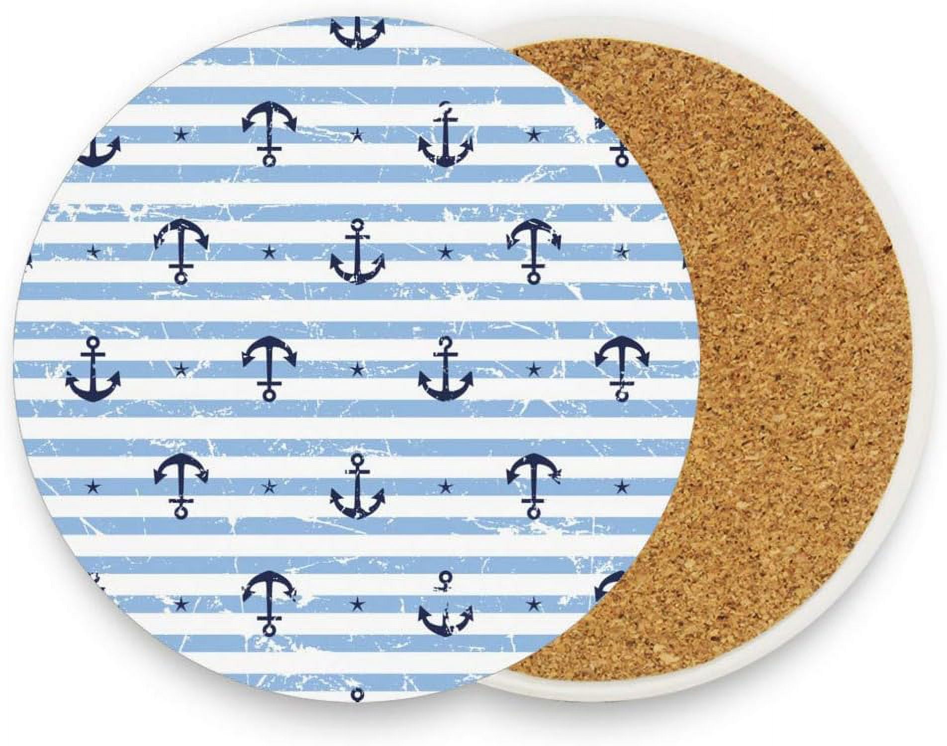 Coasters for Drinks Set of 2 Absorbent Ceramic Coasters with Cork Base ...