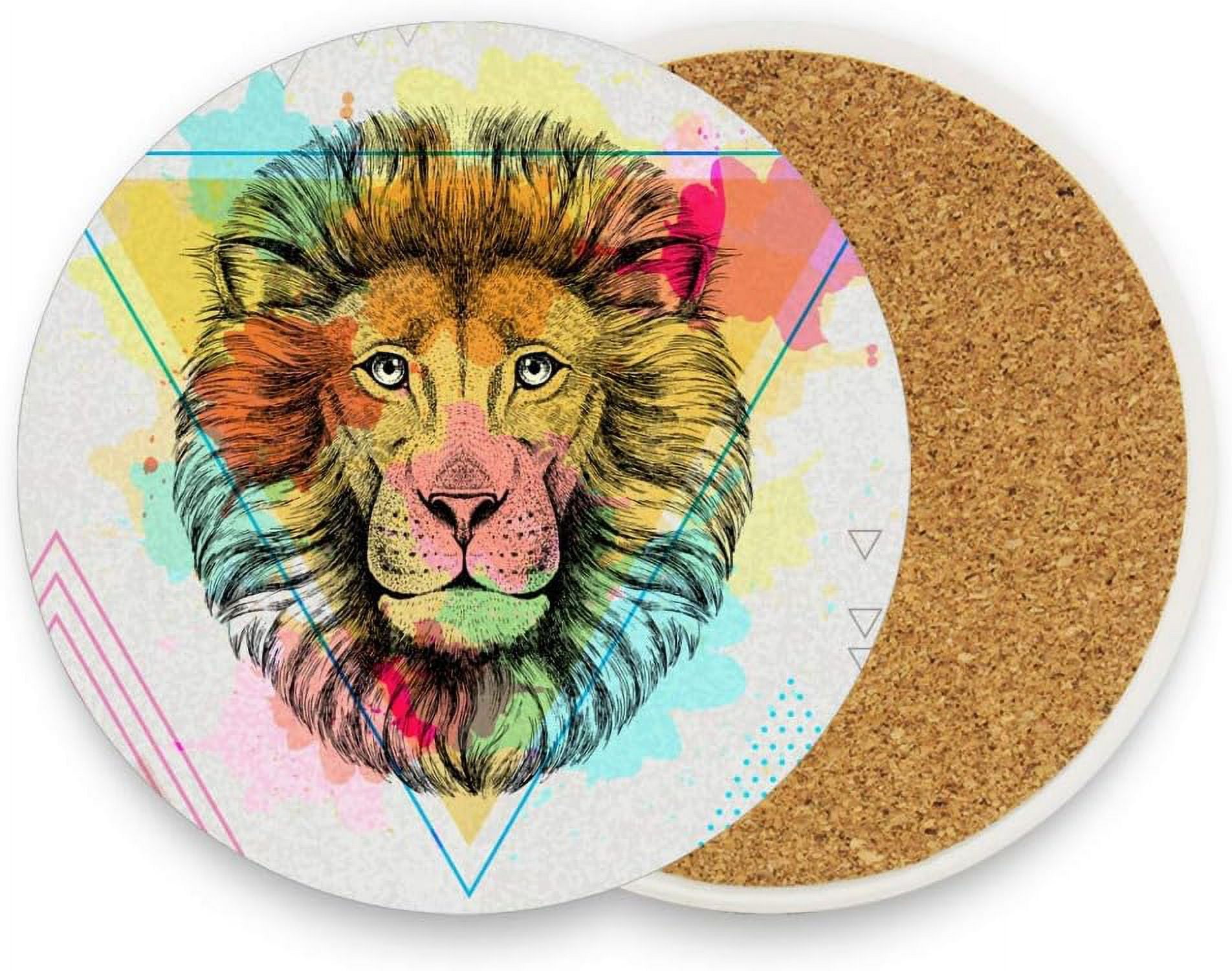 Coasters for Drinks Set of 2 Absorbent Ceramic Coasters with Cork Base ...