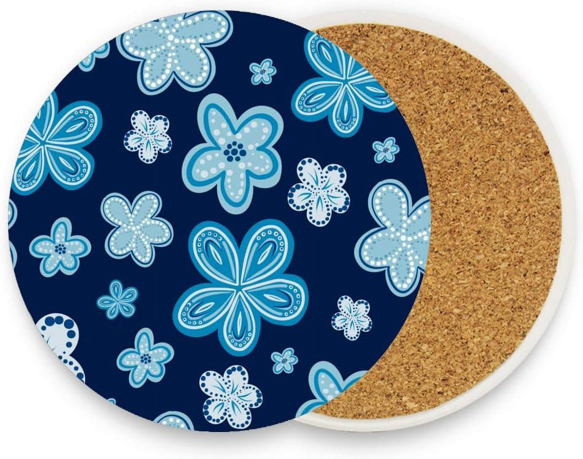 Coasters for Drinks Set of 2 Absorbent Ceramic Coasters with Cork Base ...