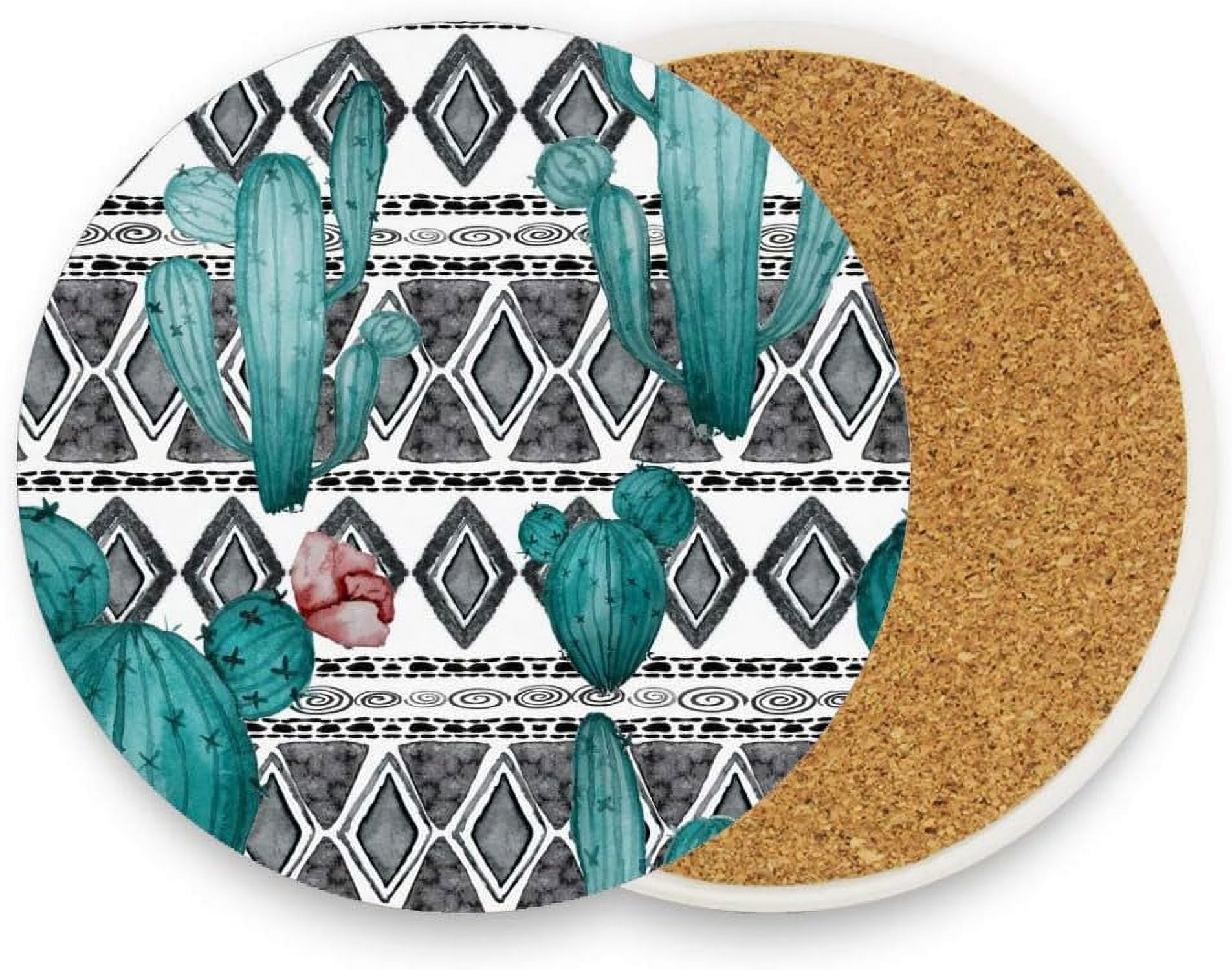 Coasters for Drinks Set of 2 Absorbent Ceramic Coasters with Cork Base ...