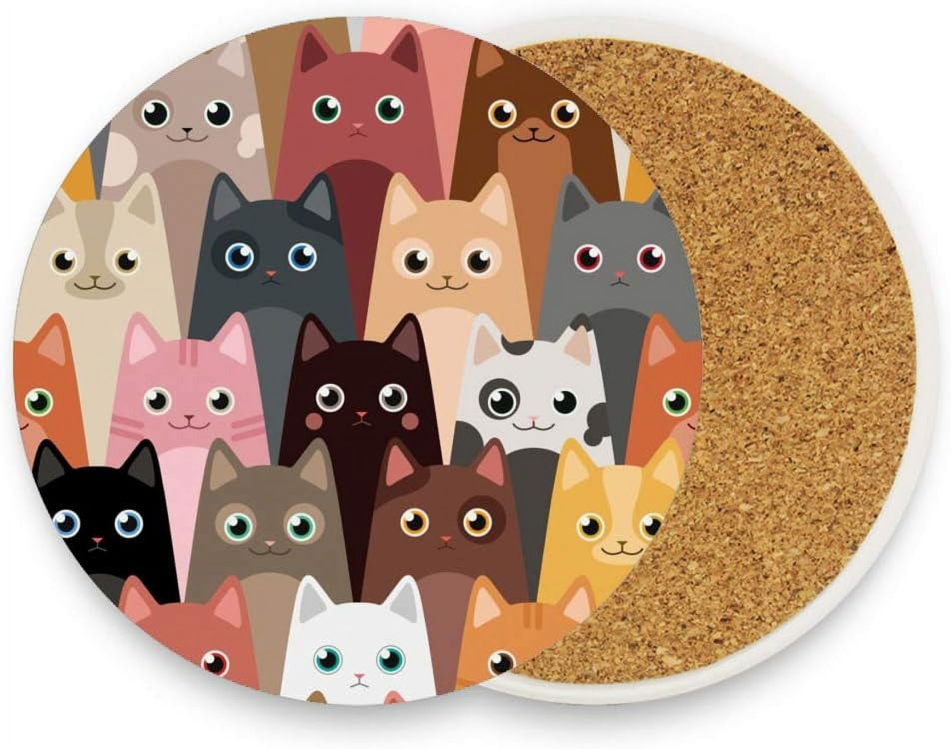 Coasters for Drinks Set of 2 Absorbent Ceramic Coasters with Cork Base ...