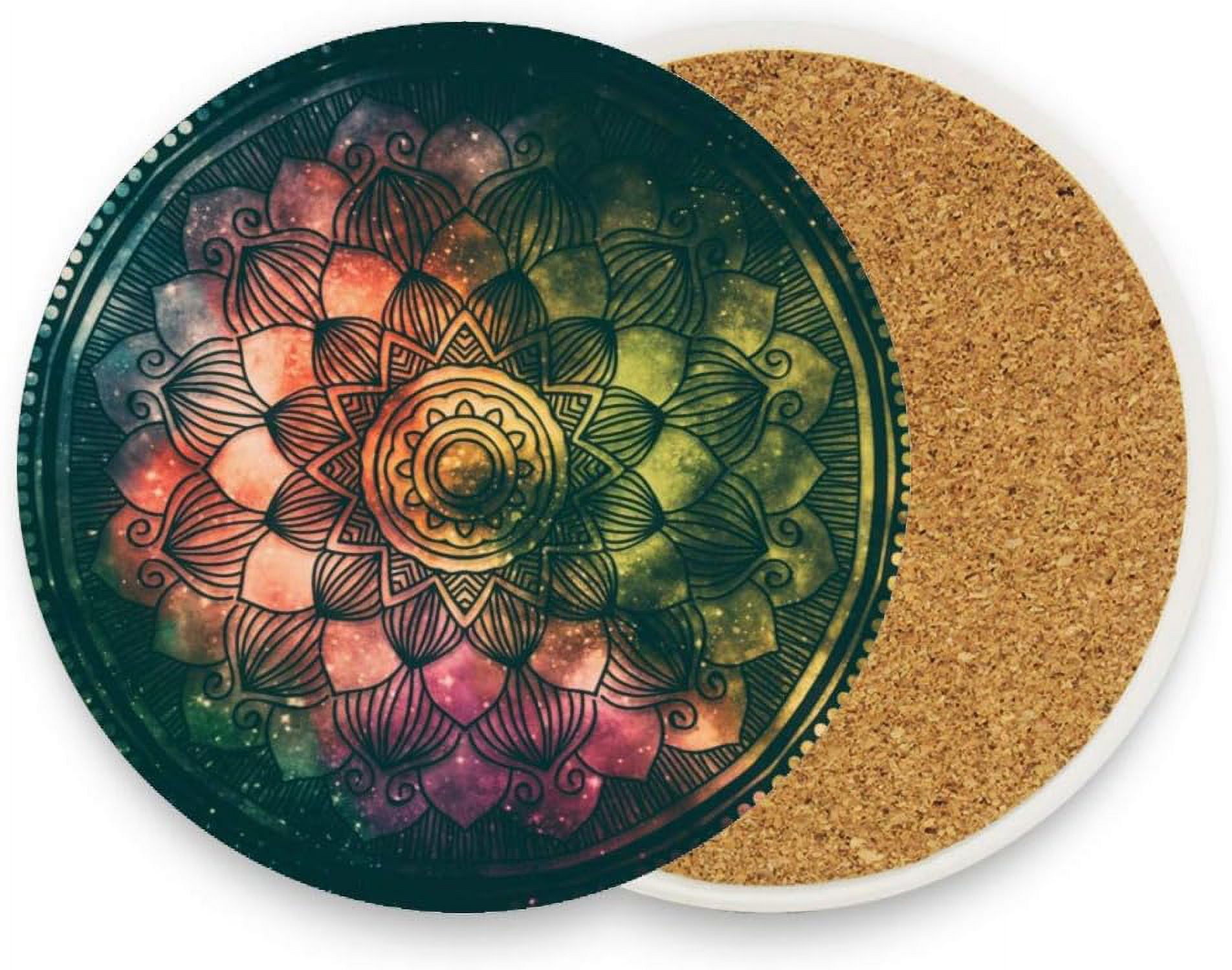 Coasters for Drinks Set of 2 Absorbent Ceramic Coasters with Cork Base ...