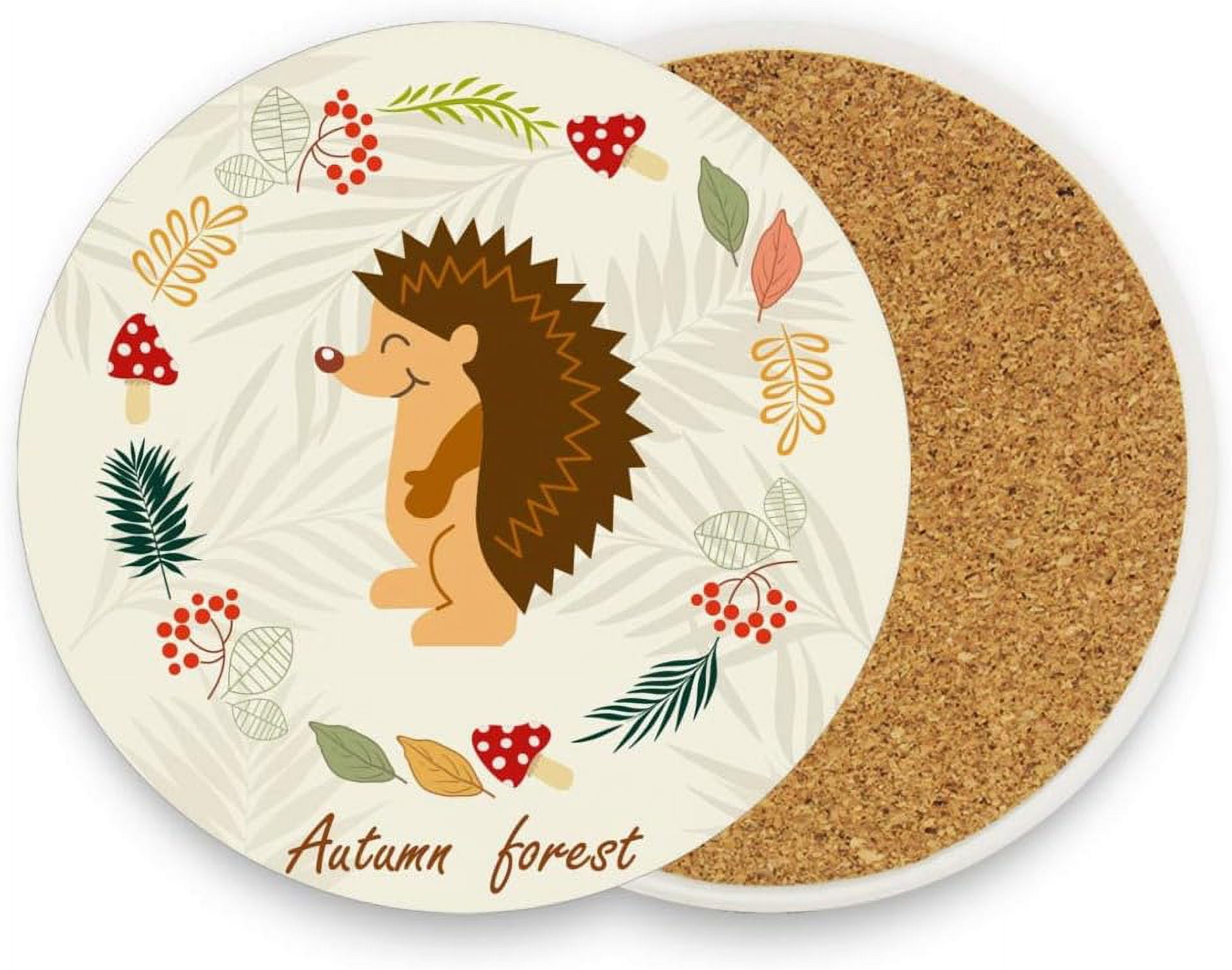 Coasters for Drinks Set of 2 Absorbent Ceramic Coasters with Cork Base ...