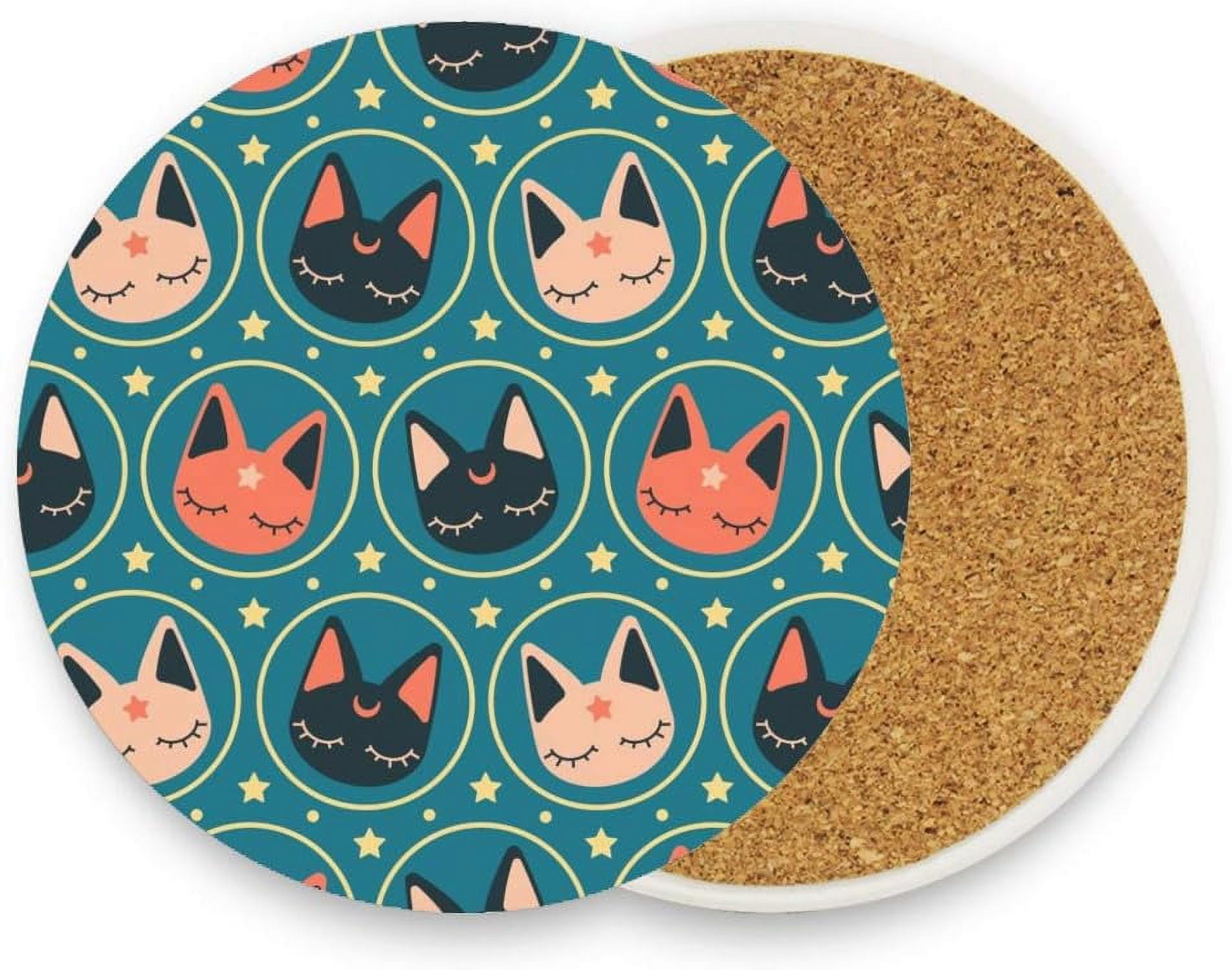 Coasters for Drinks Set of 2 Absorbent Ceramic Coasters with Cork Base ...