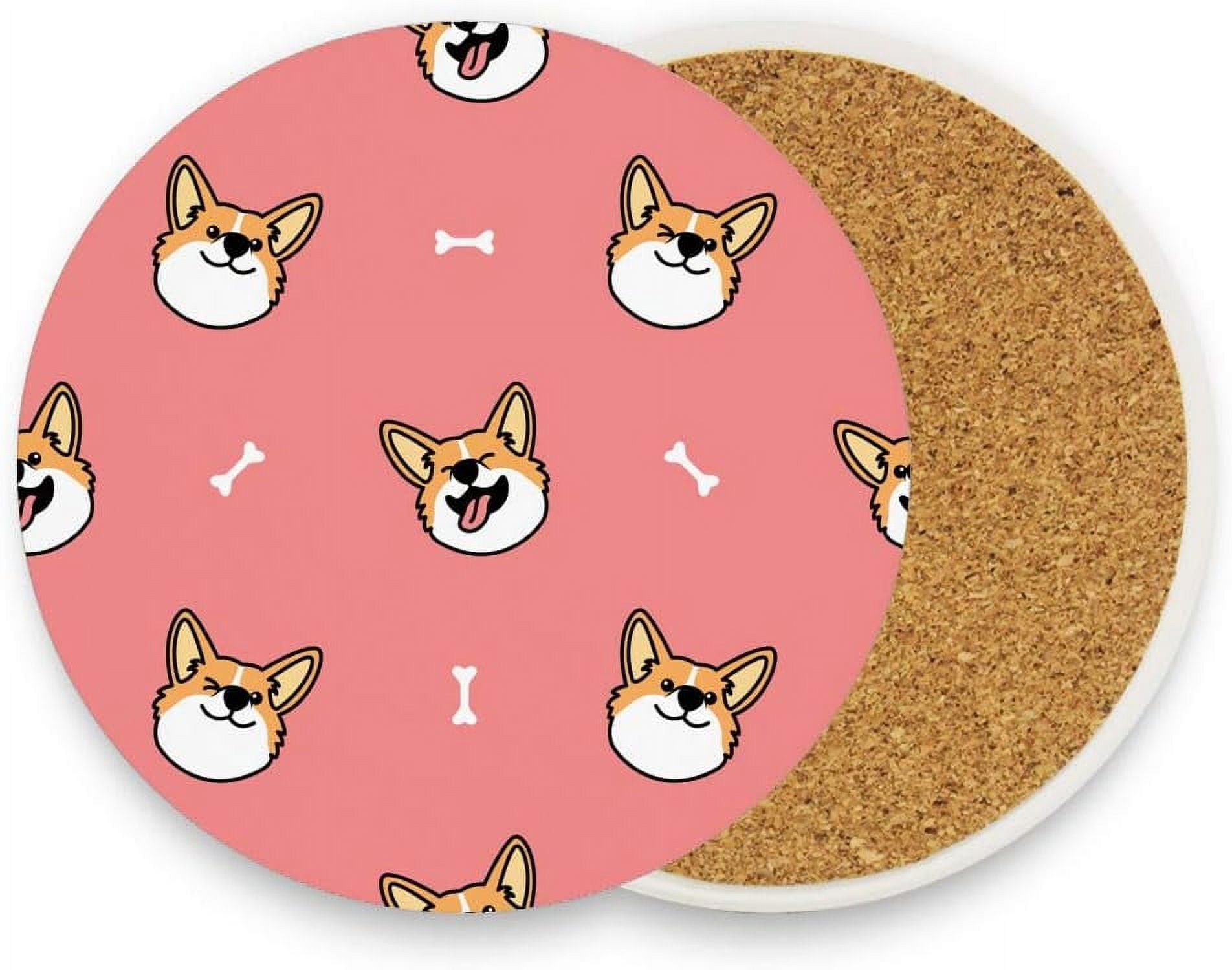 Coasters for Drinks Set of 2 Absorbent Ceramic Coasters with Cork Base ...