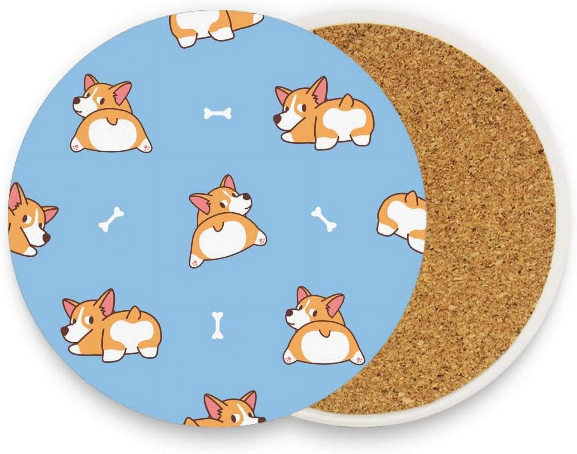 Coasters for Drinks Set of 2 Absorbent Ceramic Coasters with Cork Base ...