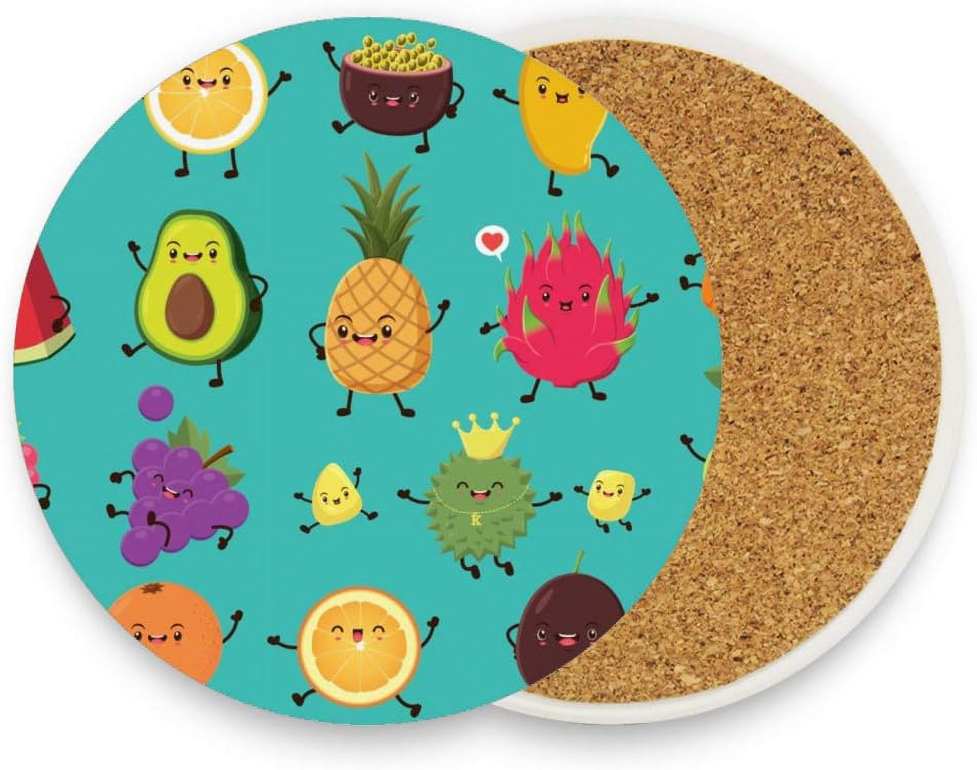 Coasters for Drinks Set of 2 Absorbent Ceramic Coasters with Cork Base ...
