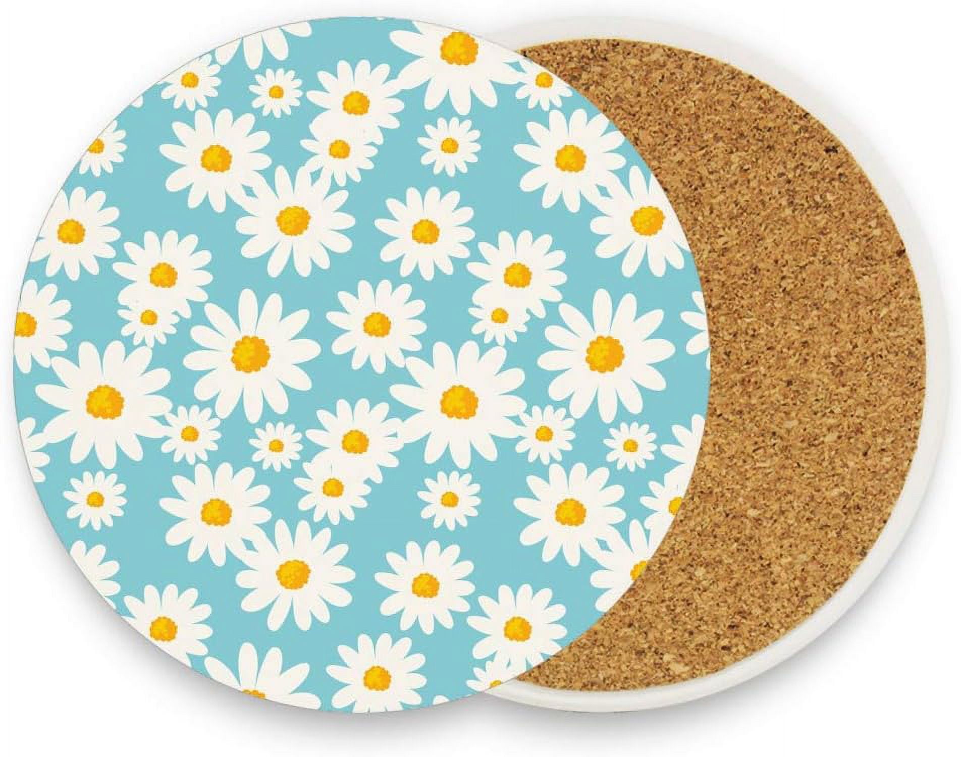 Coasters for Drinks Set of 2 Absorbent Ceramic Coasters with Cork Base ...