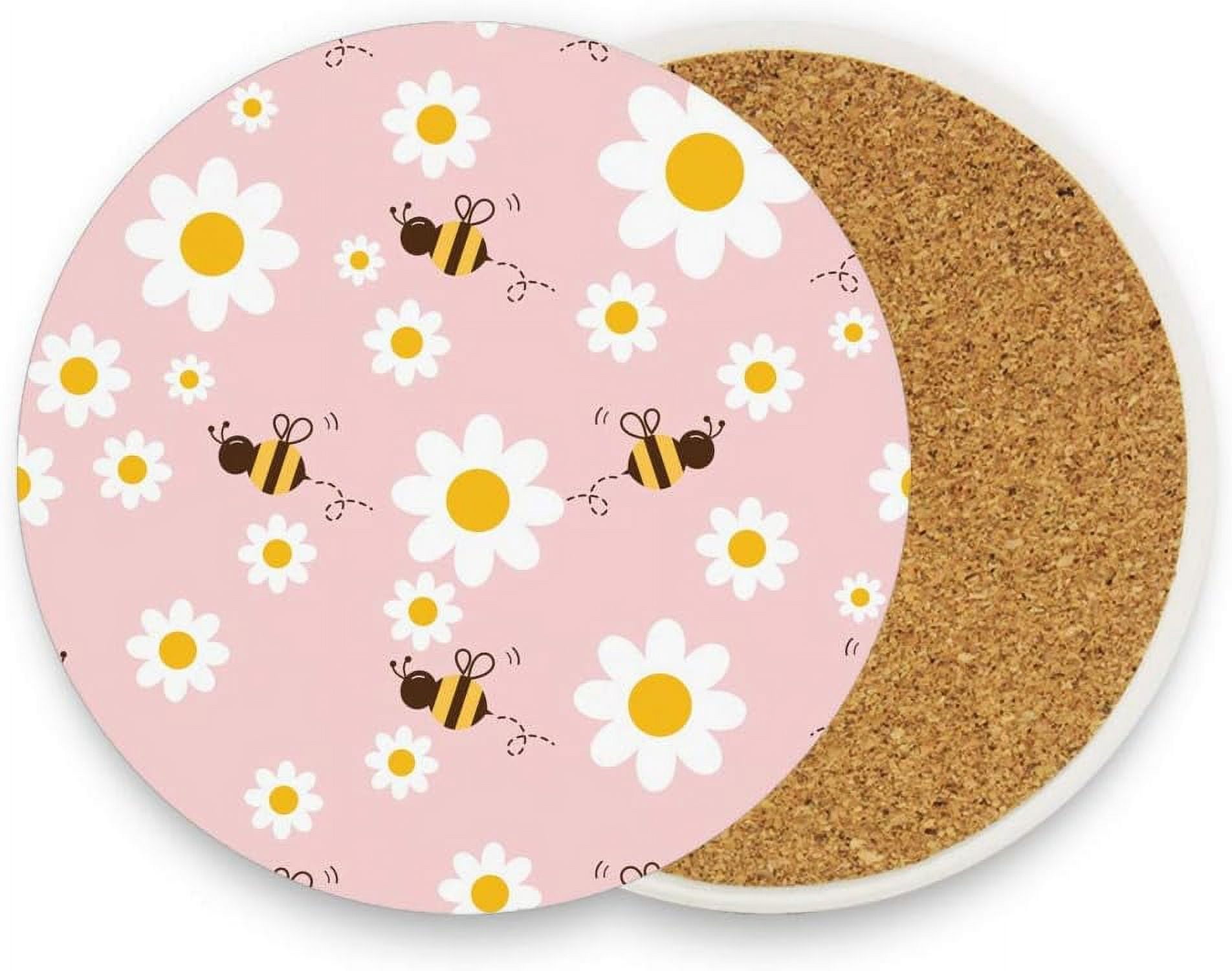 Coasters for Drinks Set of 2 Absorbent Ceramic Coasters with Cork Base ...