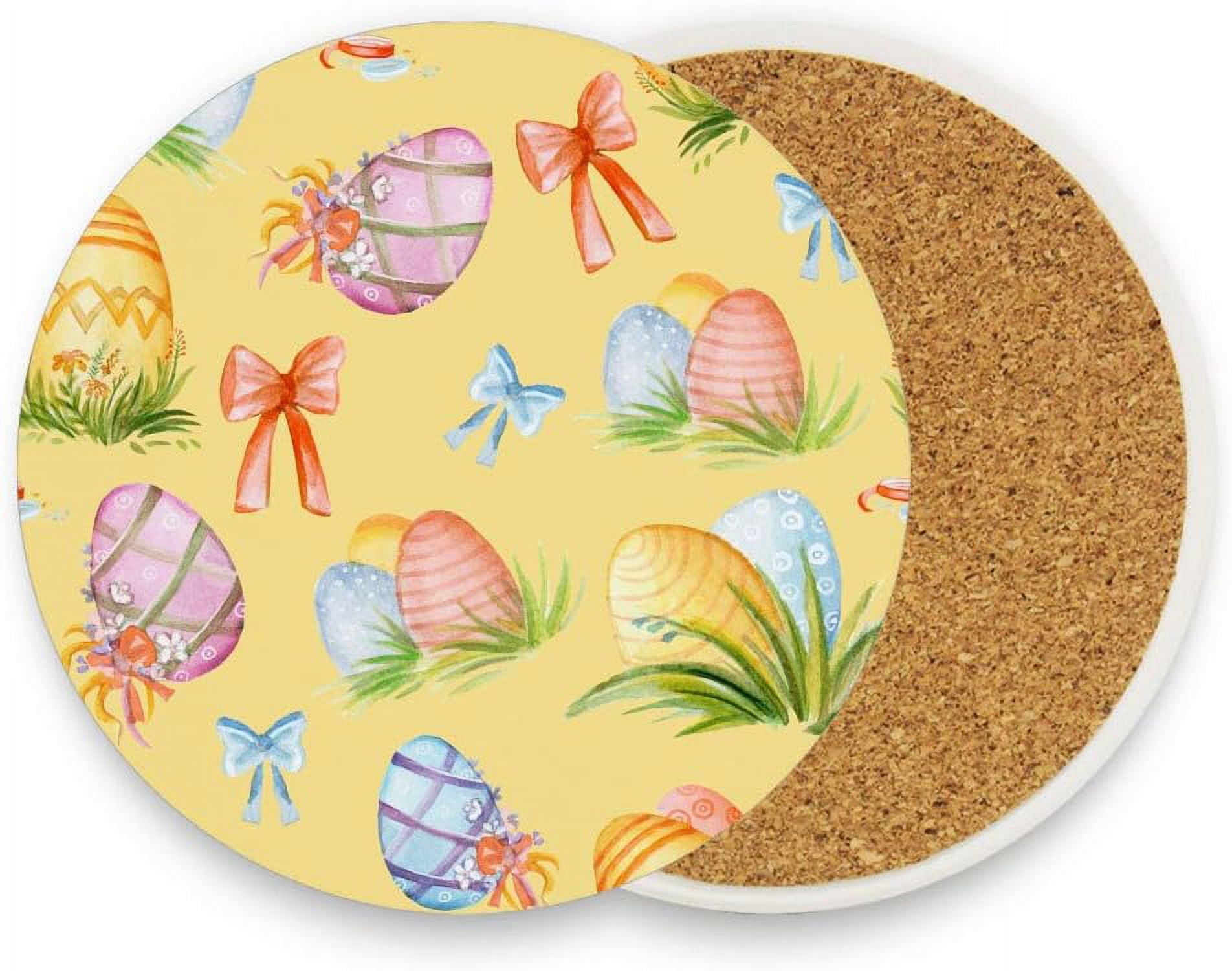 Coasters for Drinks Set of 2 Absorbent Ceramic Coasters with Cork Base ...