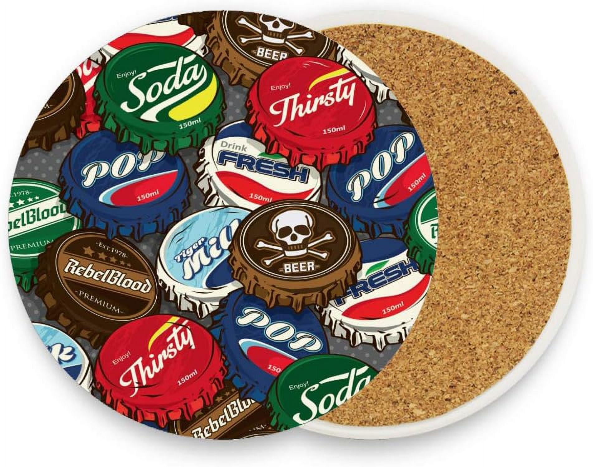 Coasters for Drinks Set of 2 Absorbent Ceramic Coasters with Cork Base ...