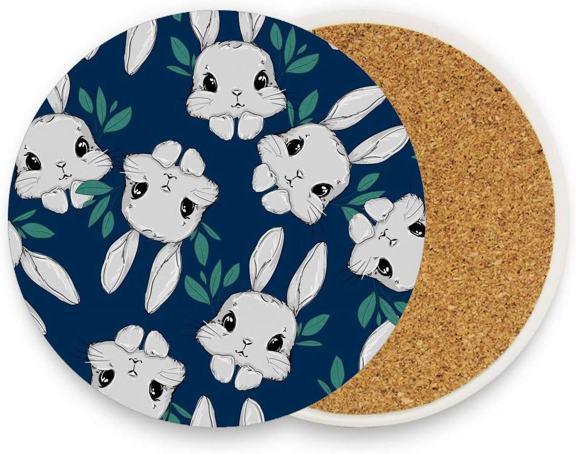 Coasters for Drinks Set of 2 Absorbent Ceramic Coasters with Cork Base ...