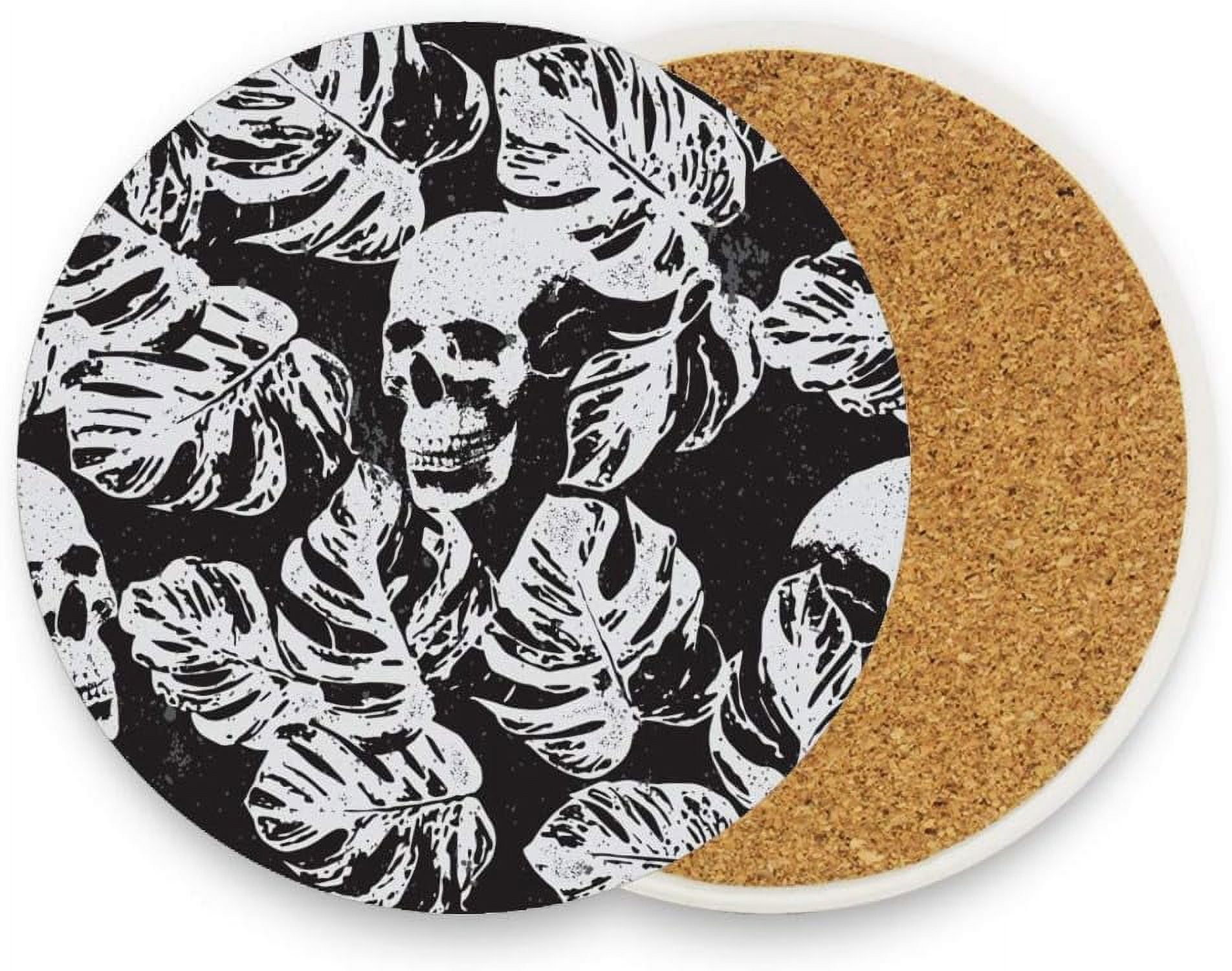 Coasters for Drinks Set of 2 Absorbent Ceramic Coasters with Cork Base ...