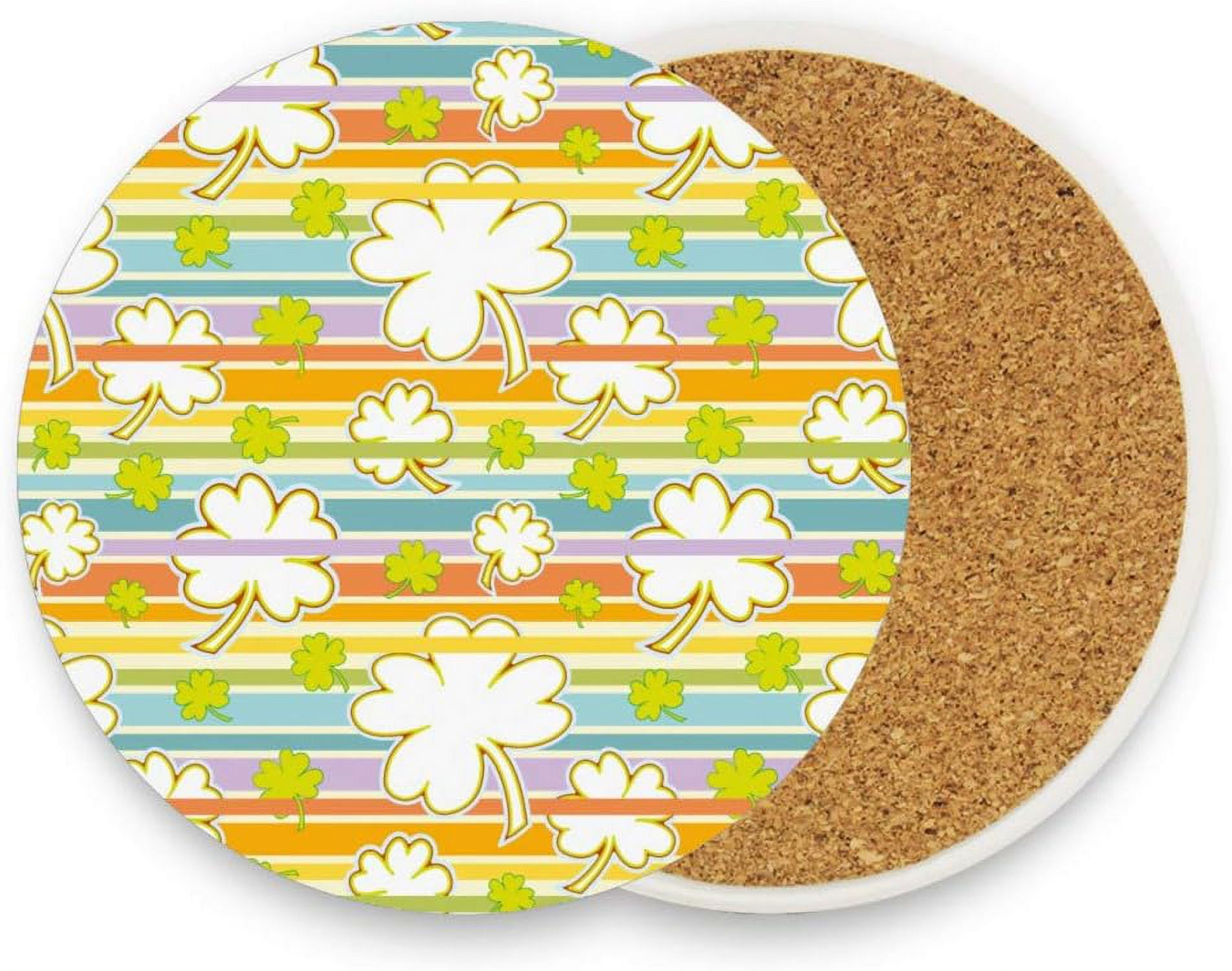 Coasters for Drinks Set of 2 Absorbent Ceramic Coasters with Cork Base ...