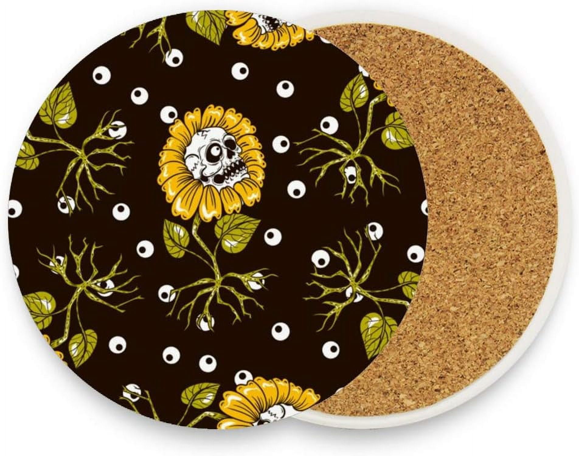 Coasters for Drinks Set of 2 Absorbent Ceramic Coasters with Cork Base ...