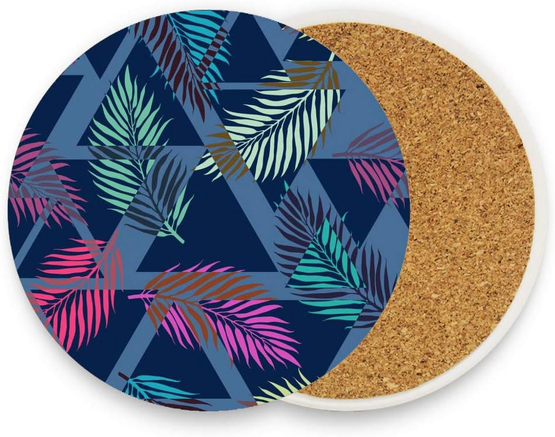 Coasters for Drinks Set of 2 Absorbent Ceramic Coasters with Cork Base ...