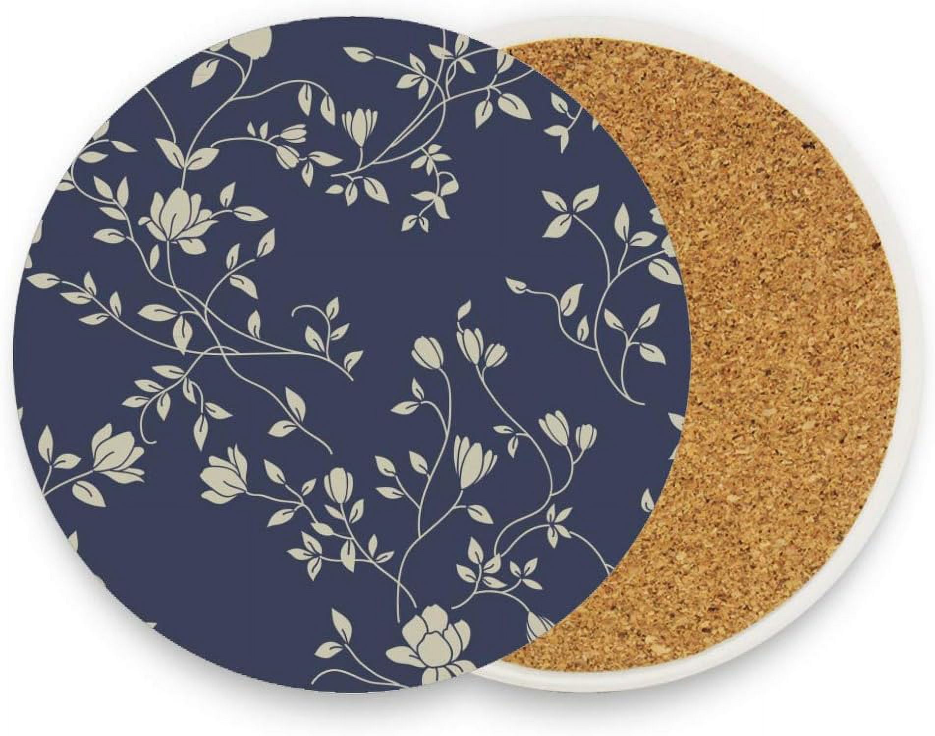 Coasters for Drinks Set of 2 Absorbent Ceramic Coasters with Cork Base ...