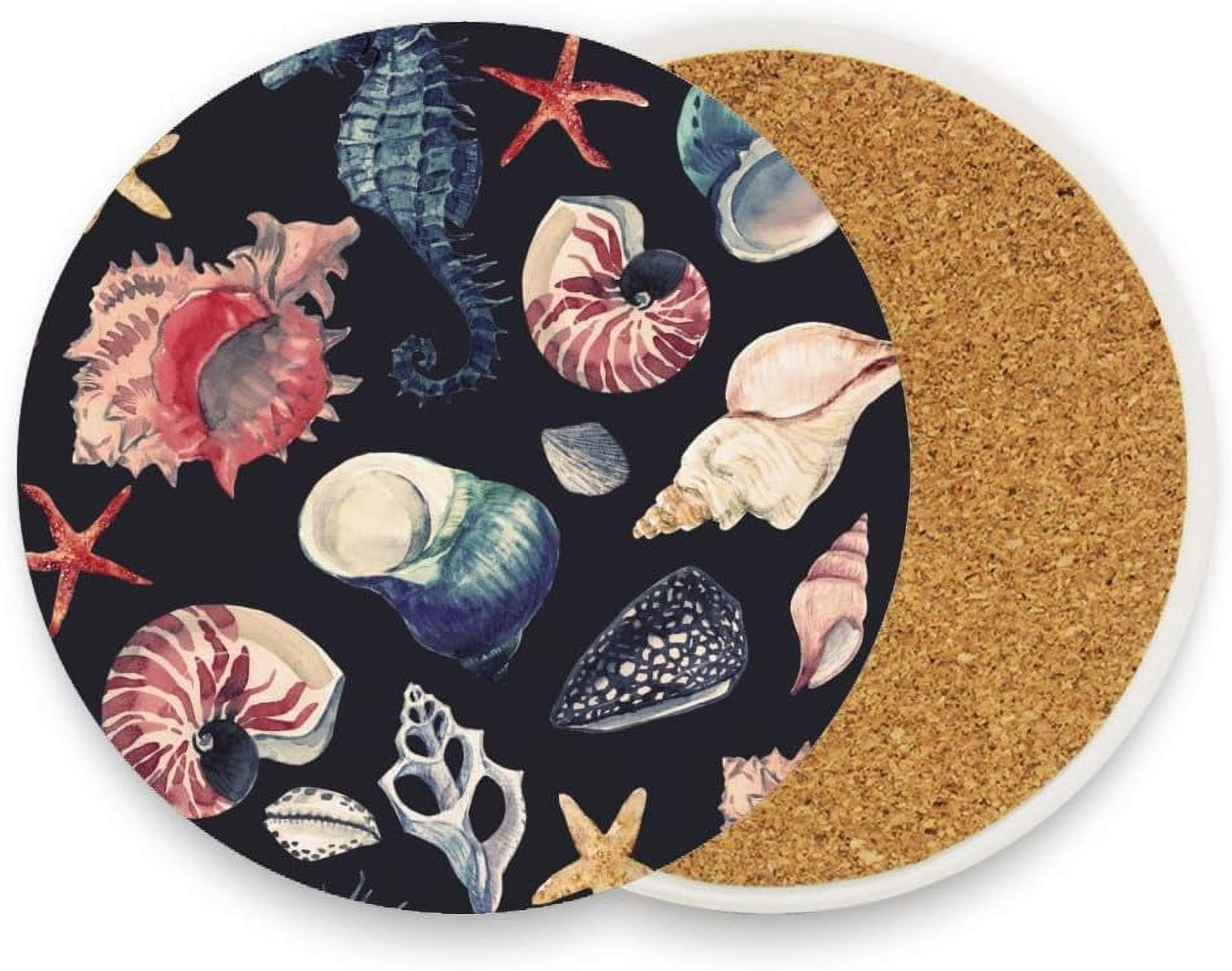 Coasters for Drinks Set of 2 Absorbent Ceramic Coasters with Cork Base ...