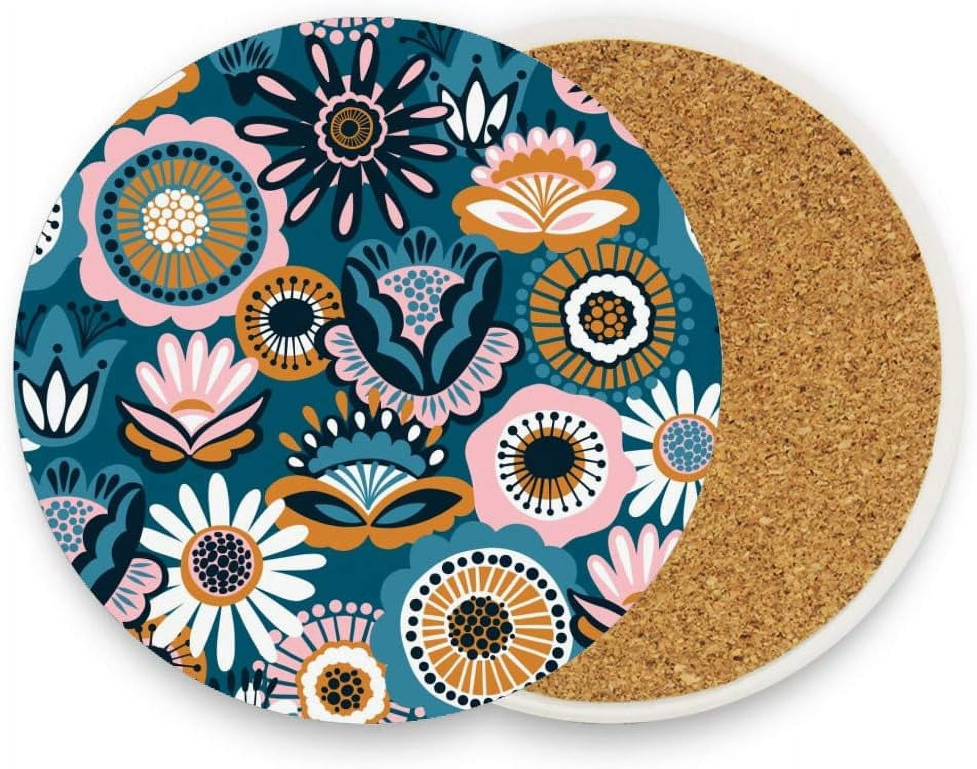 Coasters for Drinks Set of 4 Absorbent Ceramic Coasters with Cork Base ...