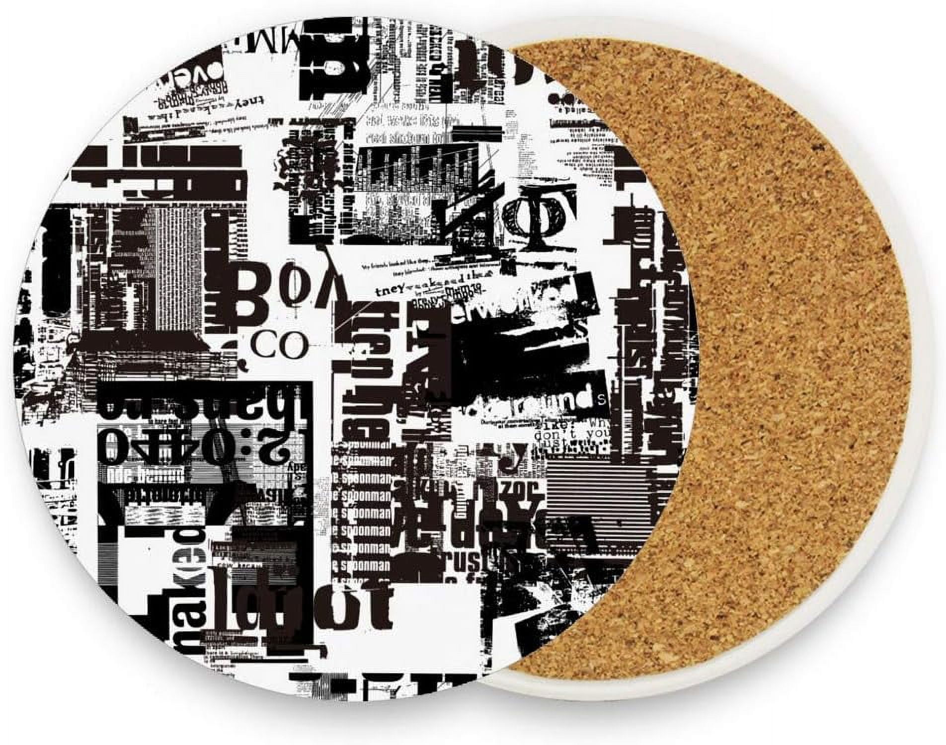 Coasters for Drinks Set of 4 Absorbent Ceramic Coasters with Cork Base ...