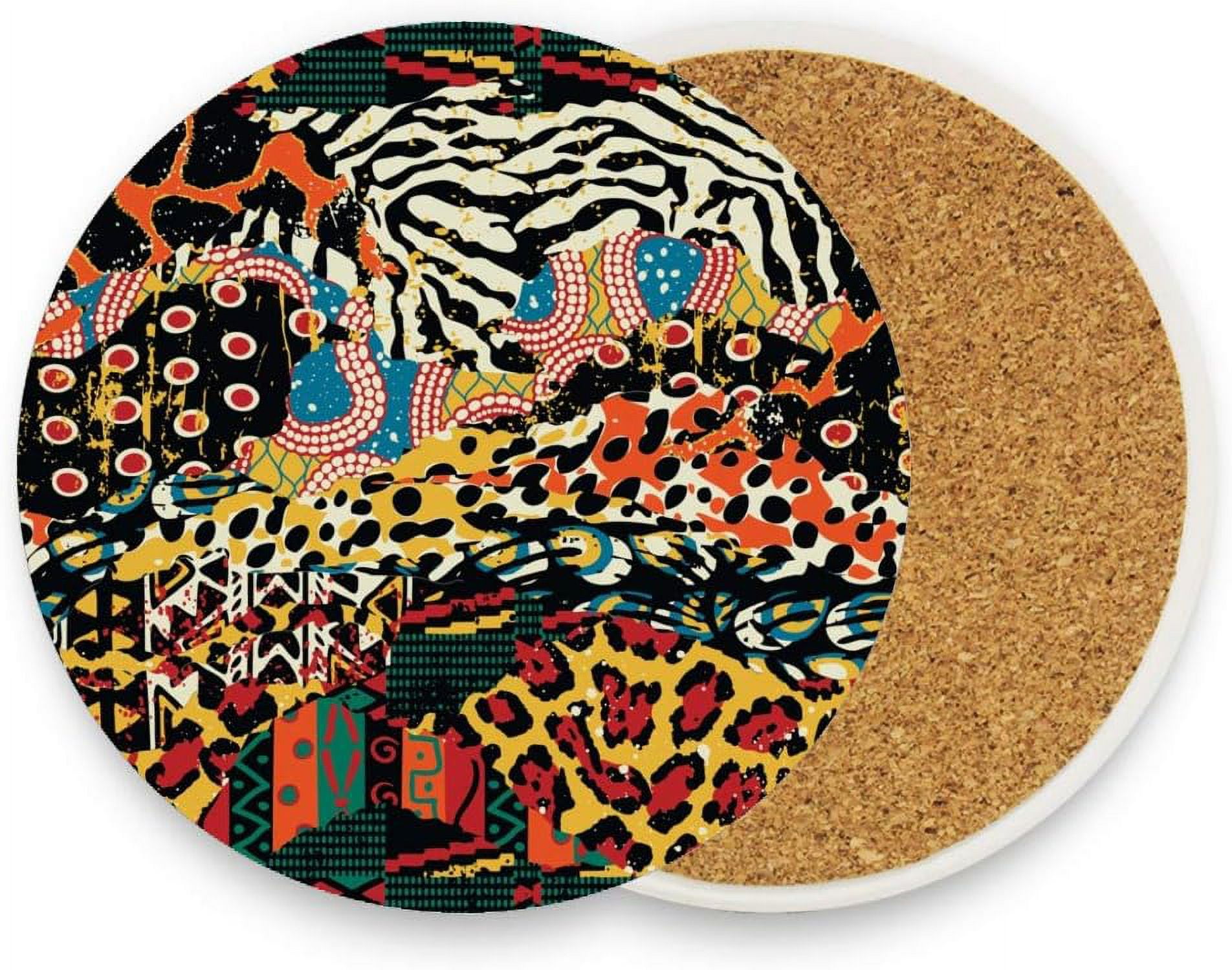 Coasters for Drinks Set of 4 Absorbent Ceramic Coasters with Cork Base ...