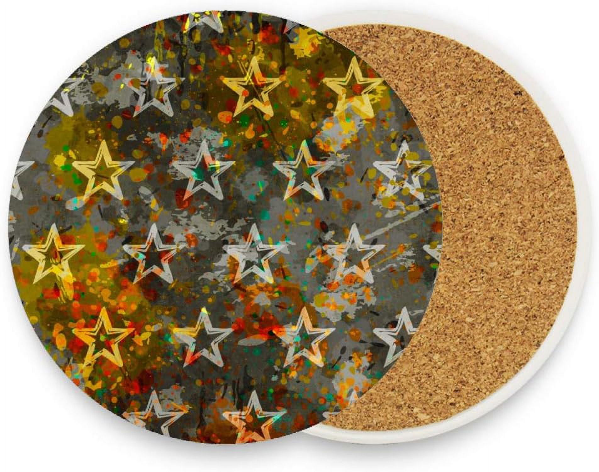 Coasters for Drinks Set of 4 Absorbent Ceramic Coasters with Cork Base ...